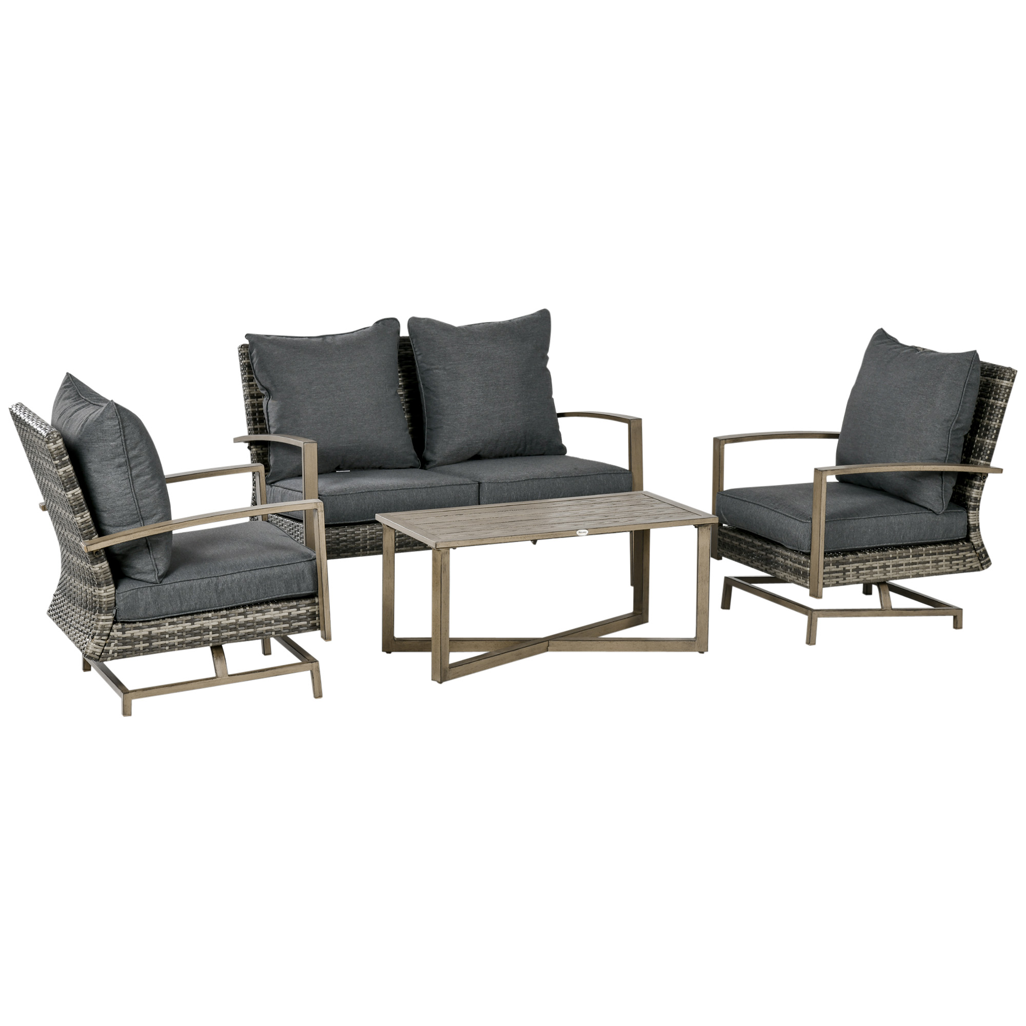 Outsunny 4 Piece Patio Furniture Set with Cushions, Outdoor ...