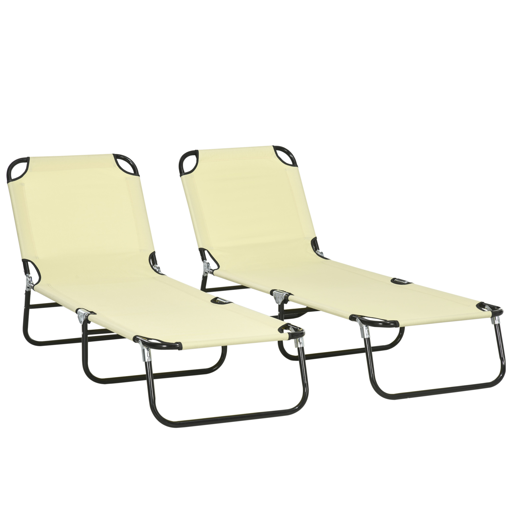 Outsunny Folding Chaise Lounge Pool Chairs, Set of 2 Outdoor Sun ...