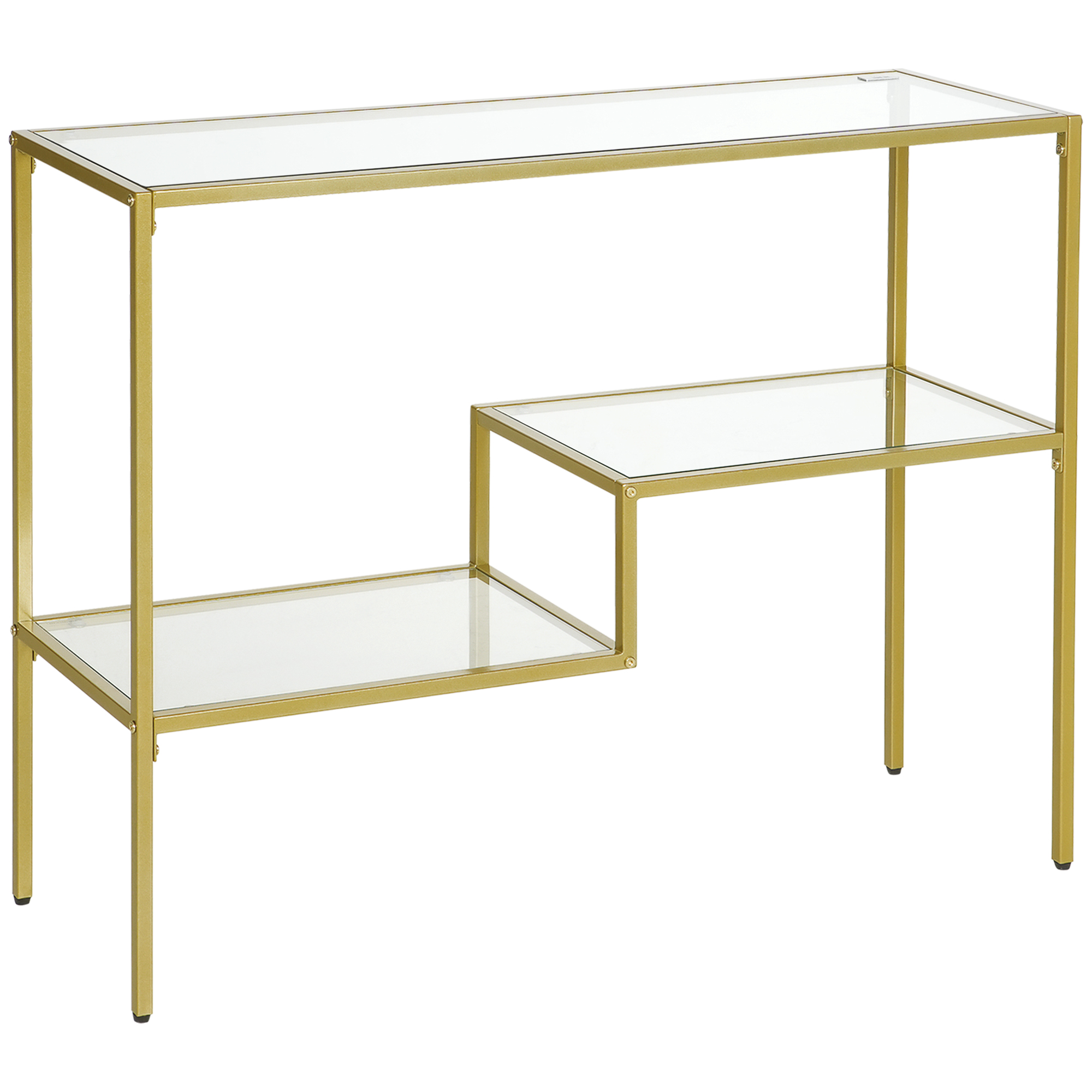 HOMCOM Gold Console Table, 39" Tempered Glass Sofa Table, Narrow ...