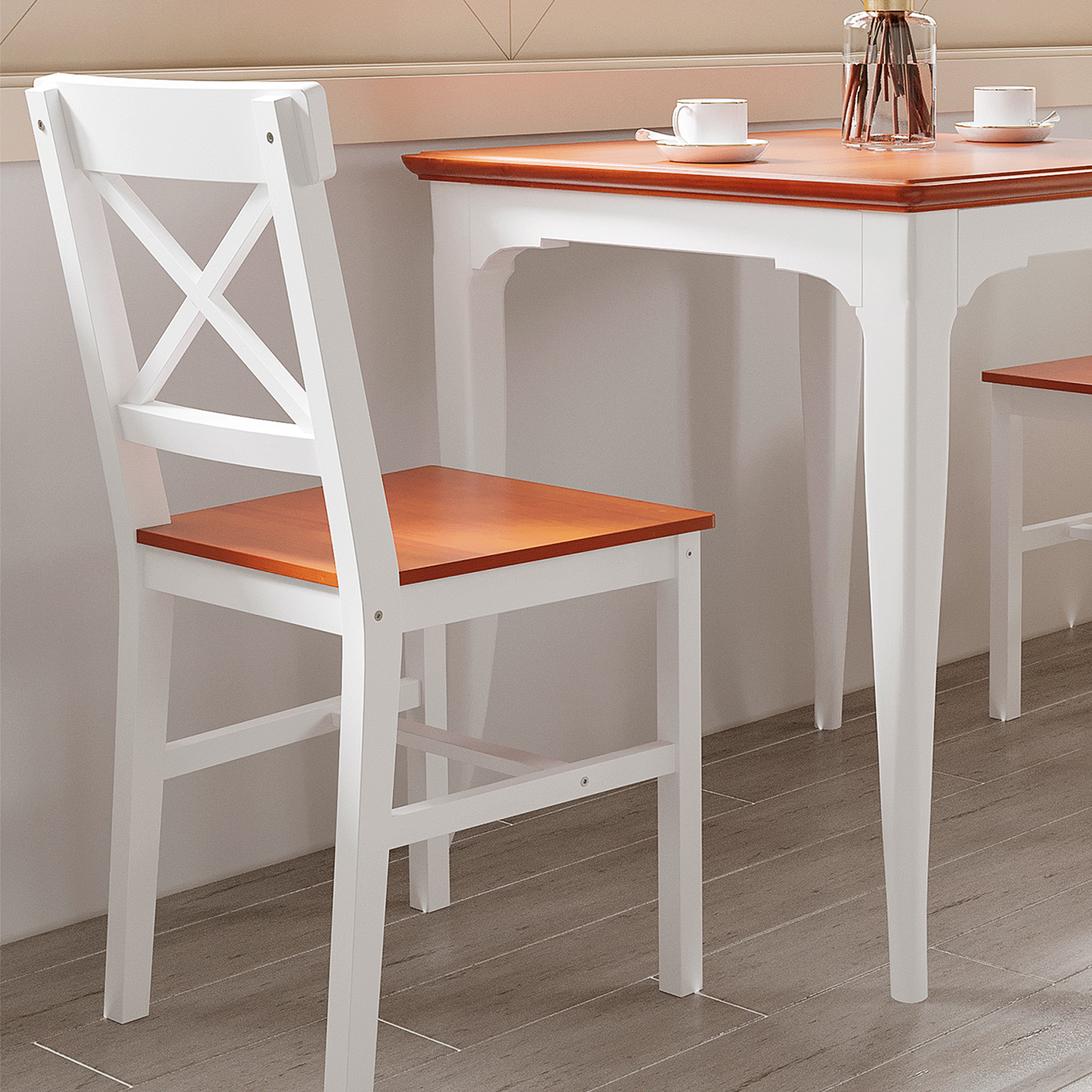 HOMCOM Wooden Dining Chairs Set of 2, Kitchen Chairs with Cross Back ...