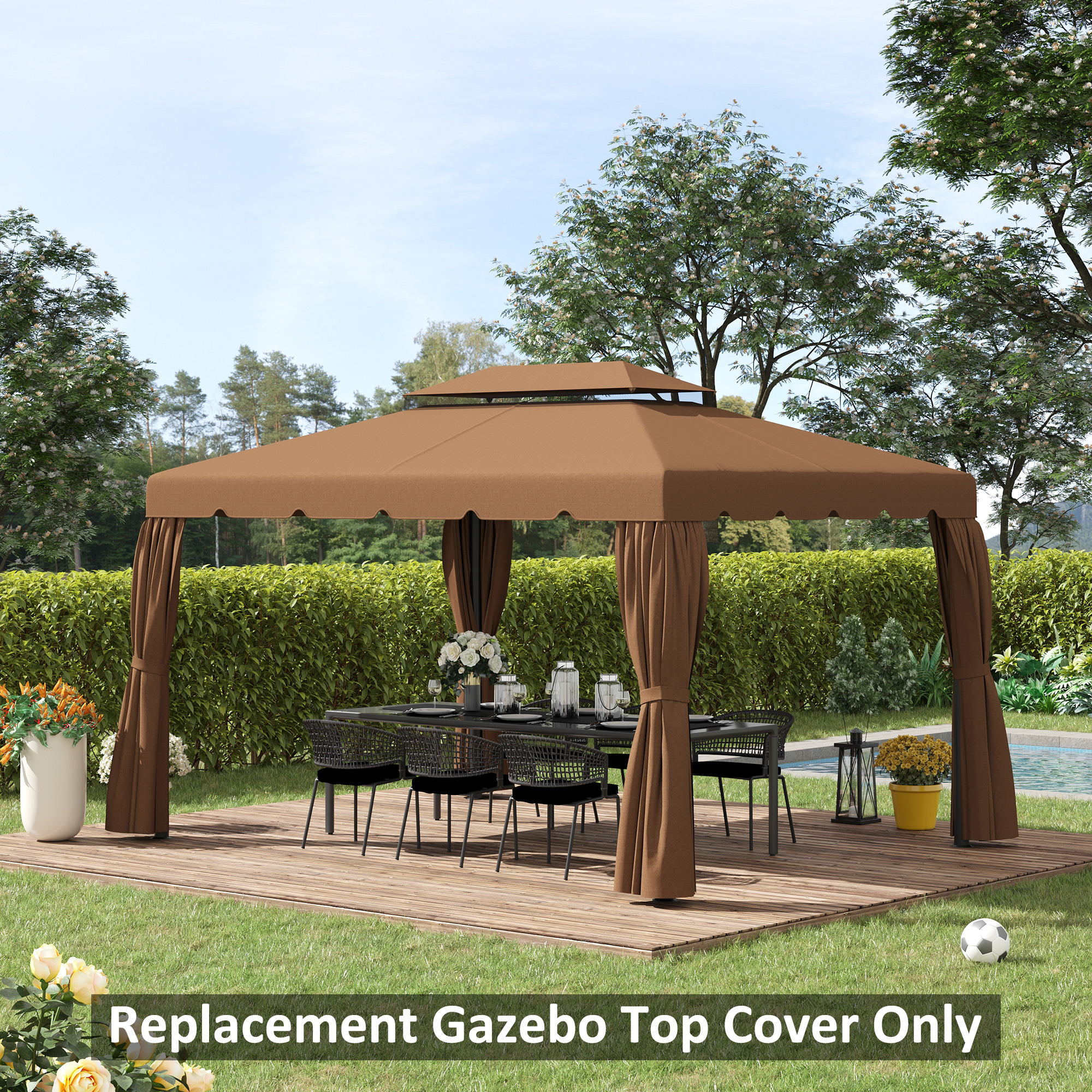 Outsunny 12.8' x 9.5' Gazebo Replacement Canopy, Gazebo Top Cover with ...