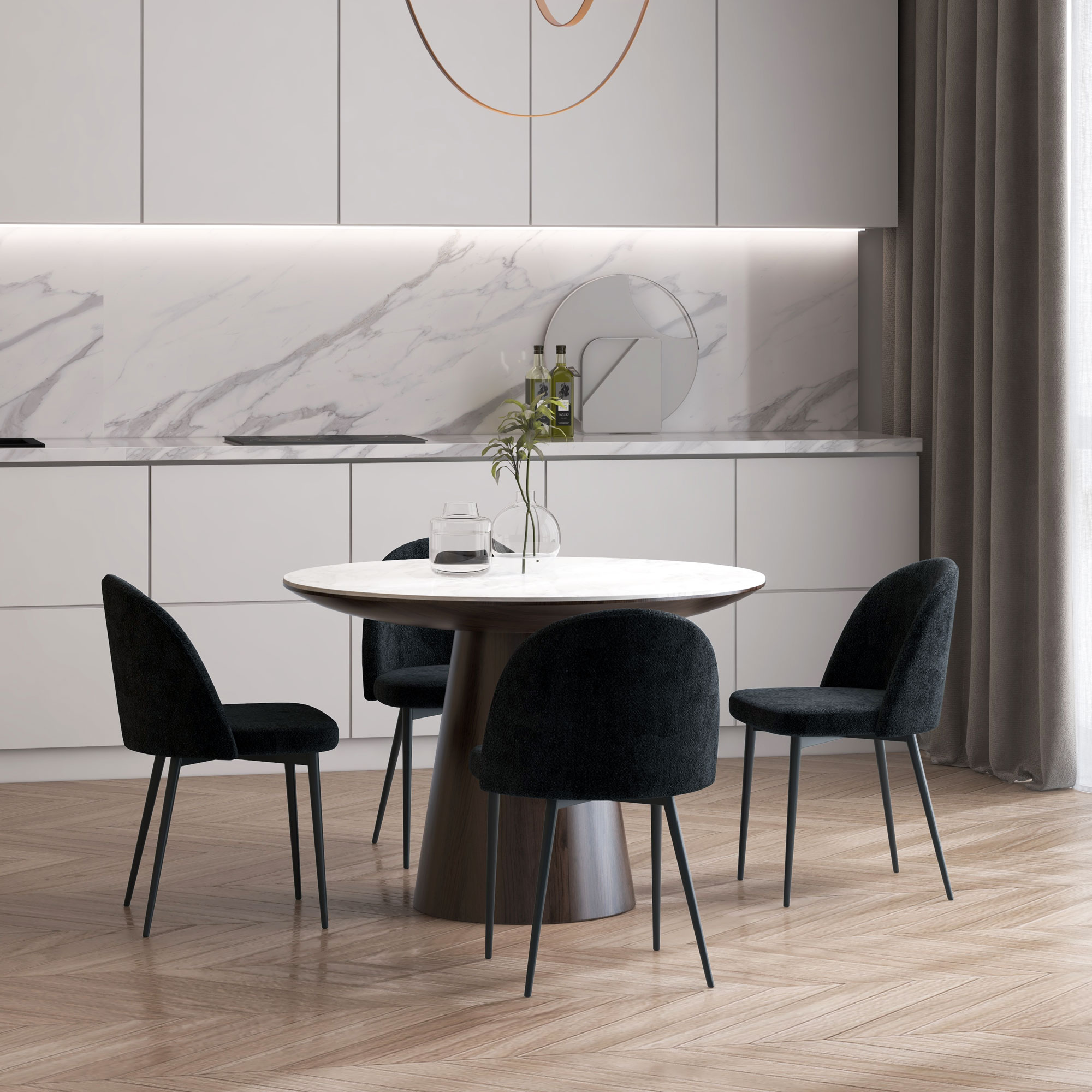 HOMCOM Modern Dining Chairs, Mid-Back Velvet-touch Upholstery Side ...