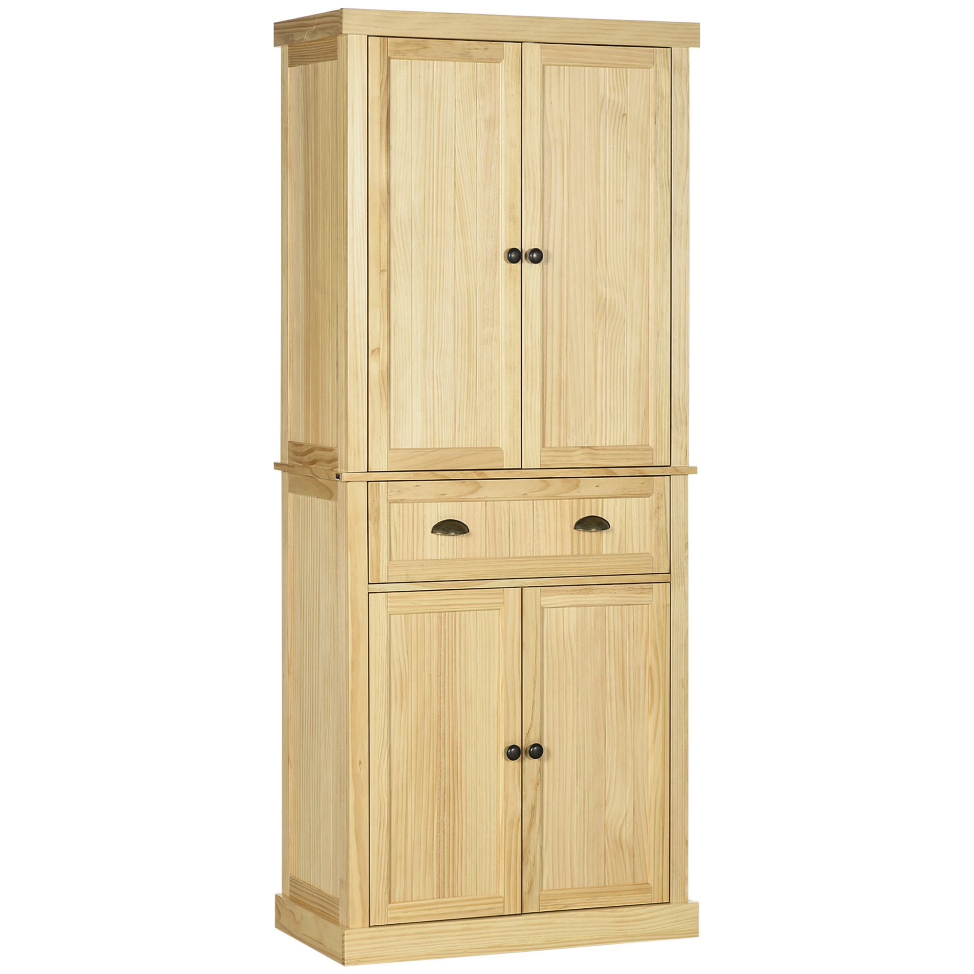 HOMCOM 72" Pinewood Large Kitchen Pantry Storage Cabinet, Freestanding ...