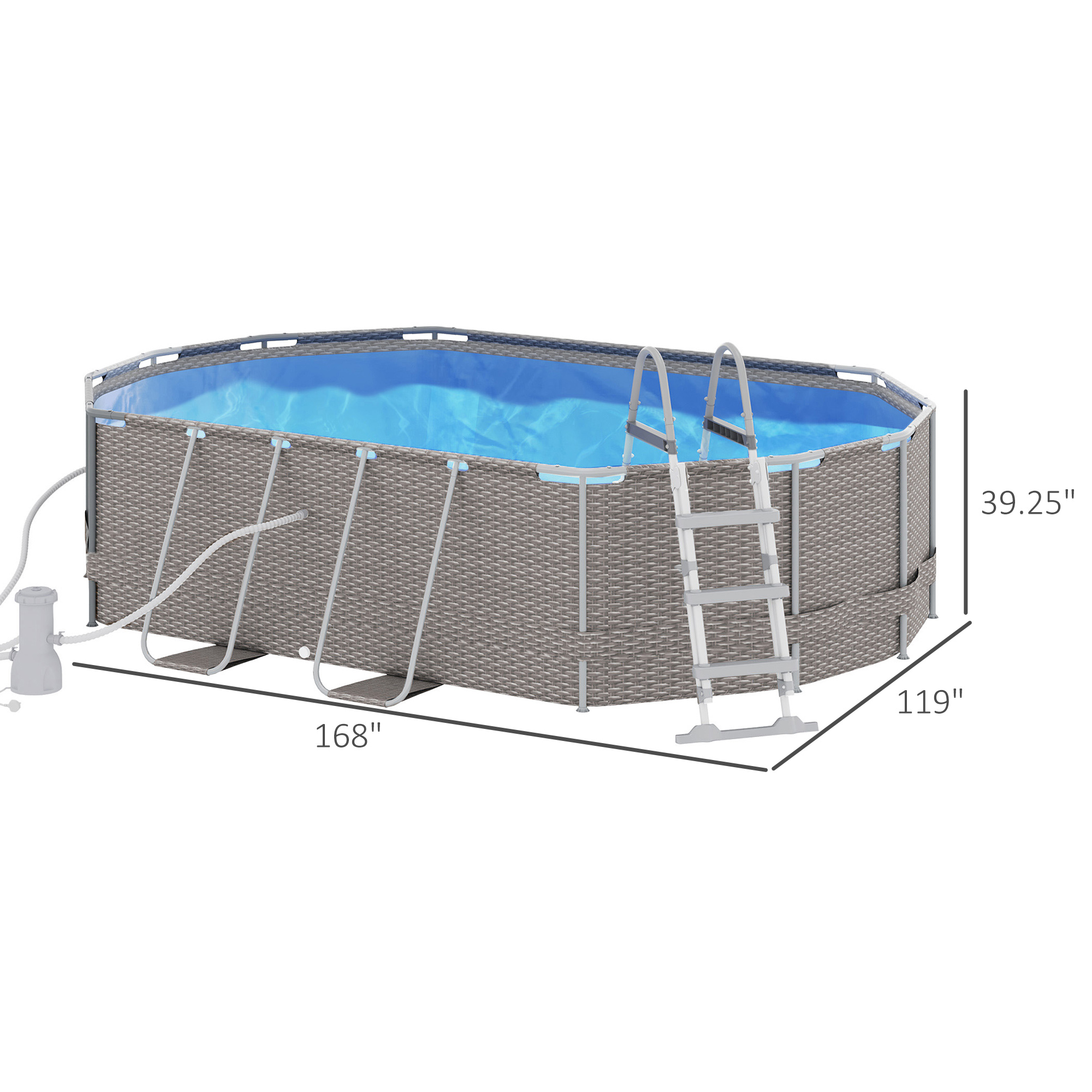 Outsunny 14' x 10' x 3' Above Ground Swimming Pool, Non-Inflatable ...