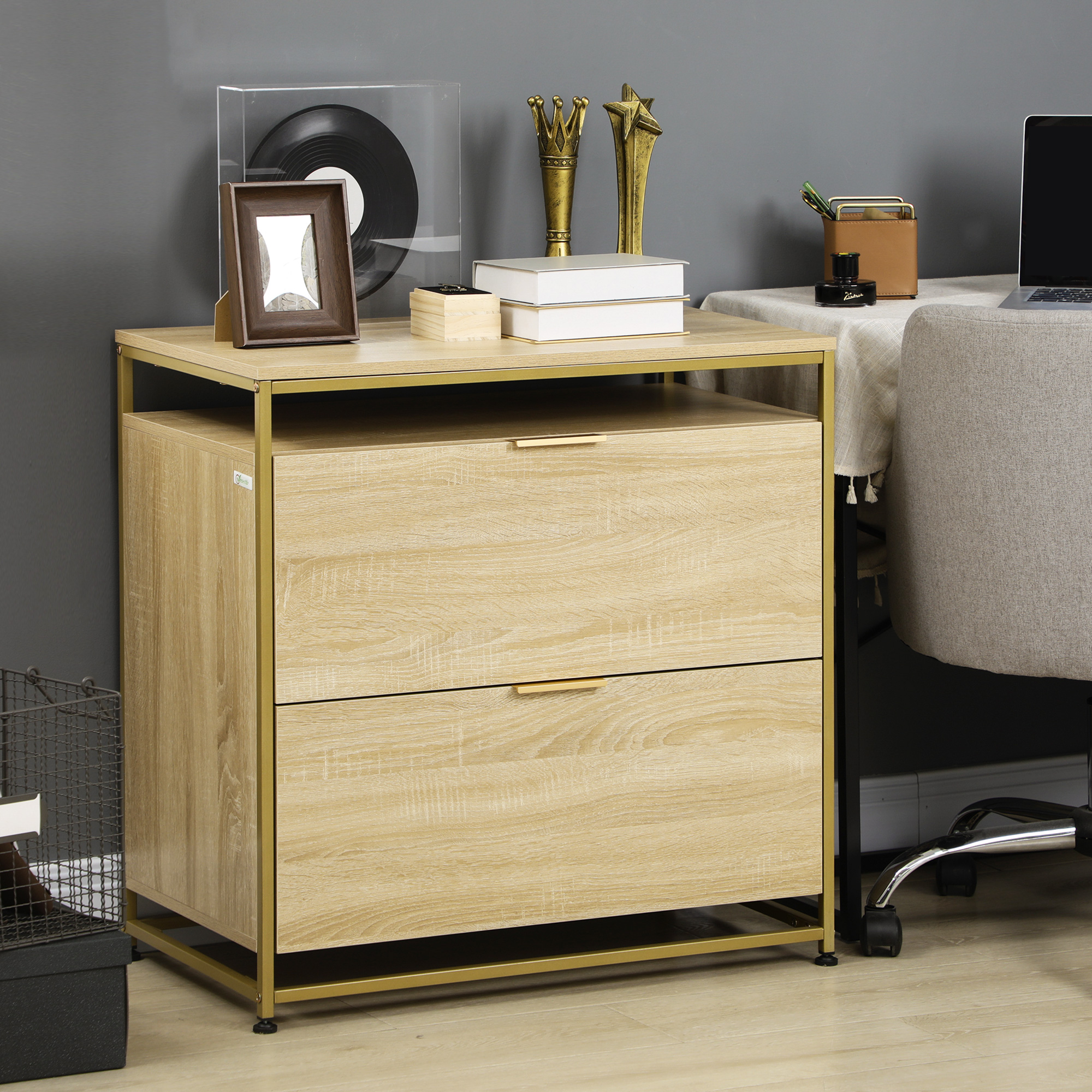 Vinsetto Vertical Filing Cabinet, 2 Drawers File Cabinet with Hanging ...