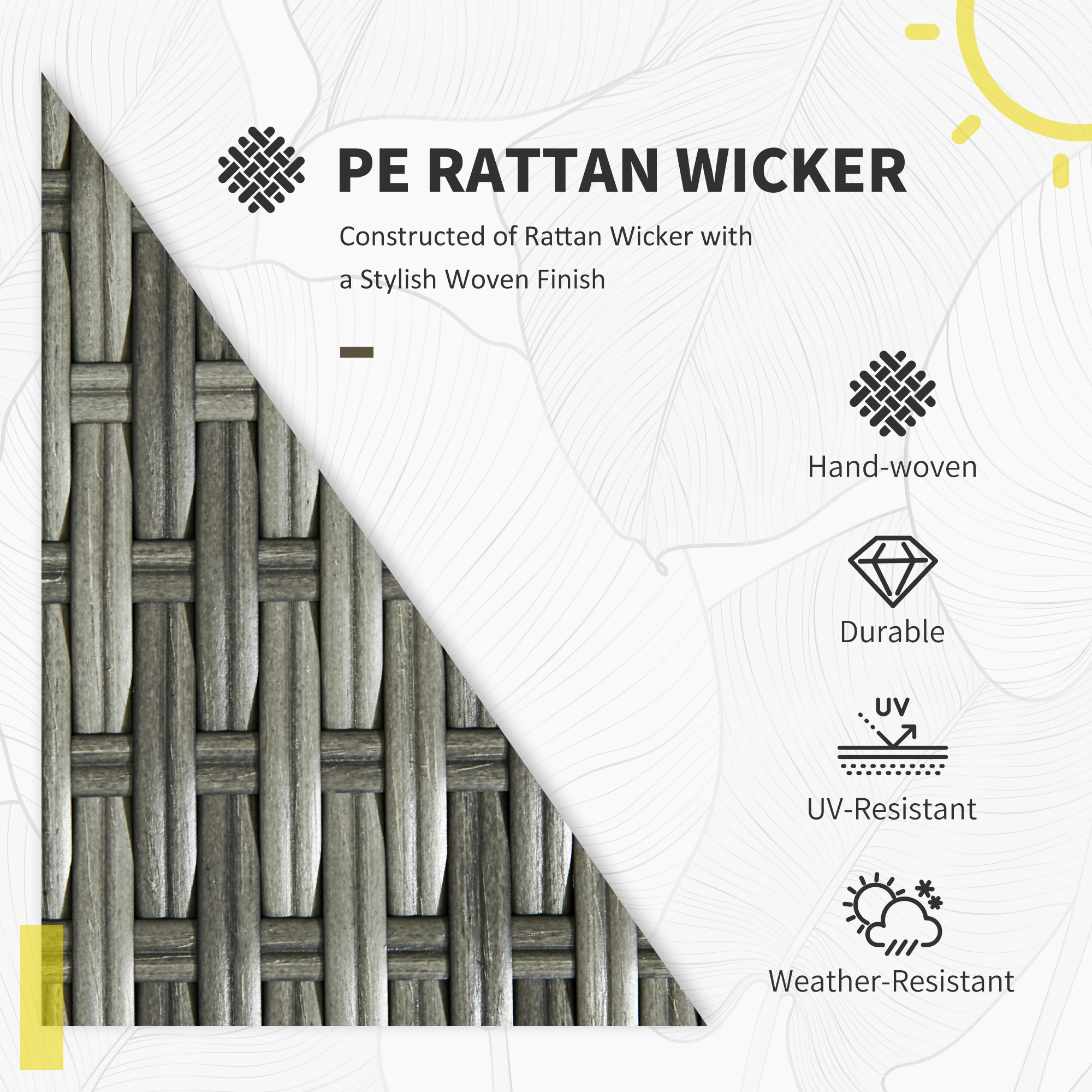 Outsunny Patio PE Rattan Dining Set with 6 Seaters, Mixed Gray | Aosom.com