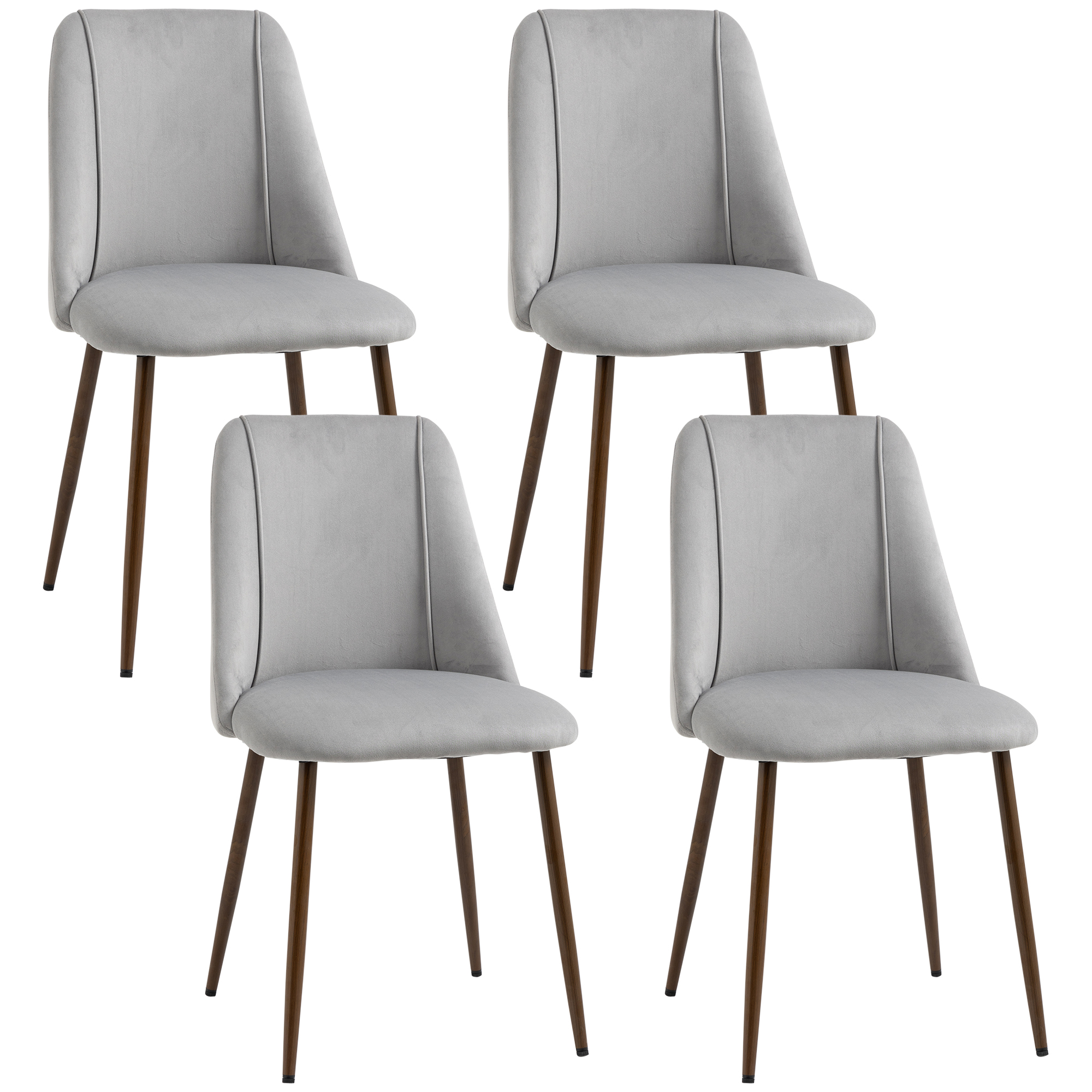 HOMCOM Dining Chairs Set of 4, Modern Kitchen Chair with Velvet-touch ...