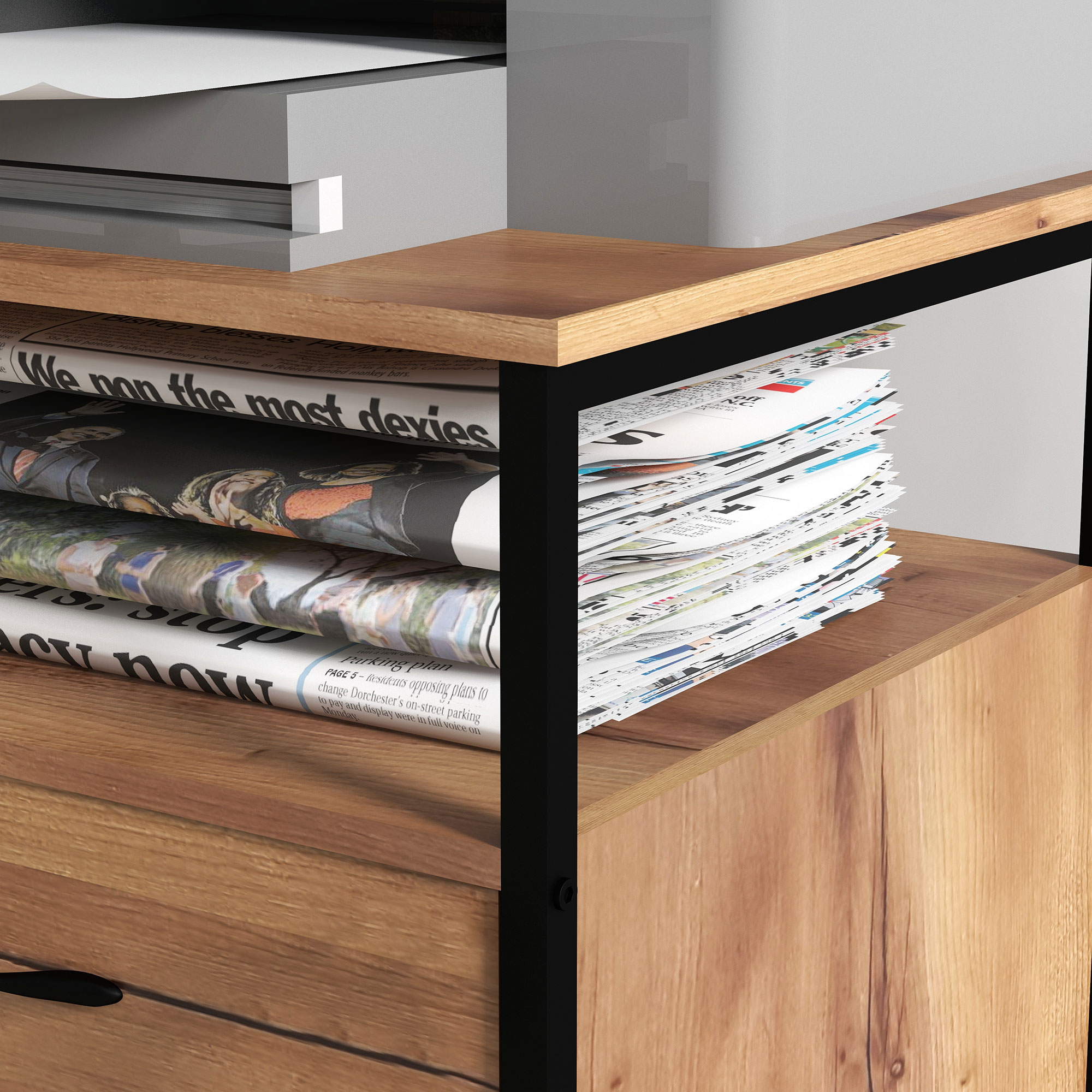 Vinsetto Vertical Filing Cabinet, Mobile File Cabinet with 2 Drawers ...