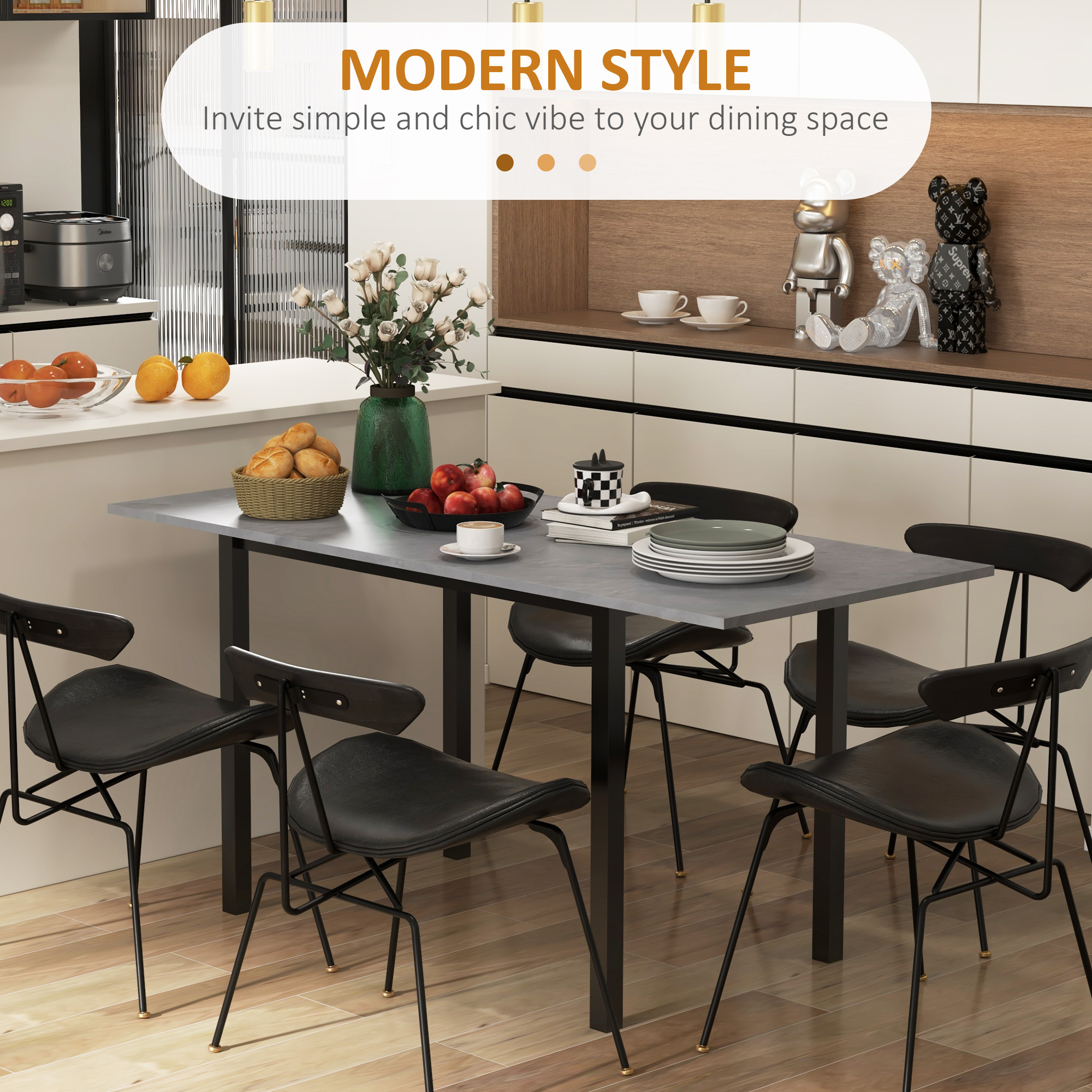 HOMCOM Extending Kitchen Table For Six, Drop Leaf Tables for Small ...