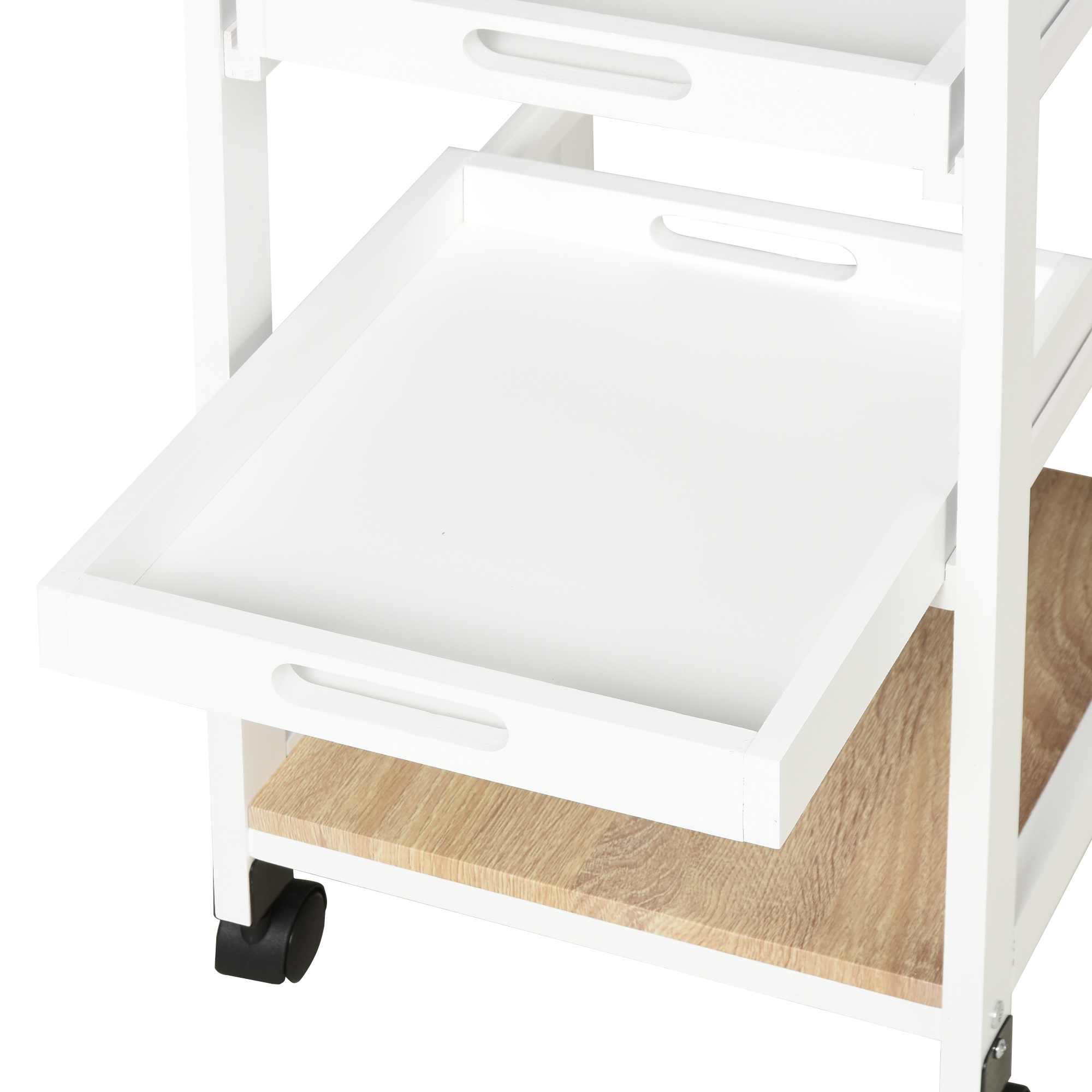 HOMCOM 4-Tier Kitchen Cart Serving Trolley with Drawer, Pull Out Trays ...