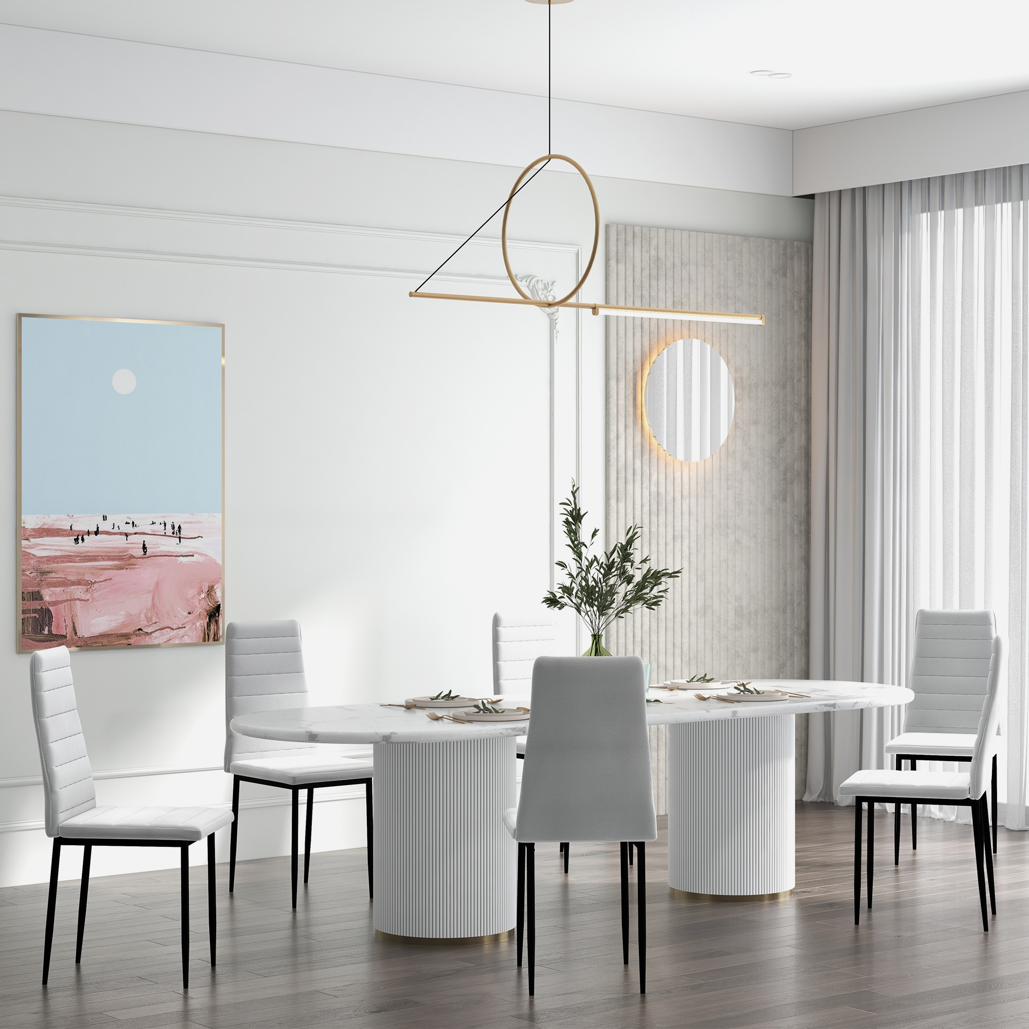 HOMCOM High Back Dining Chairs Modern Upholstered PU Leather Accent ...