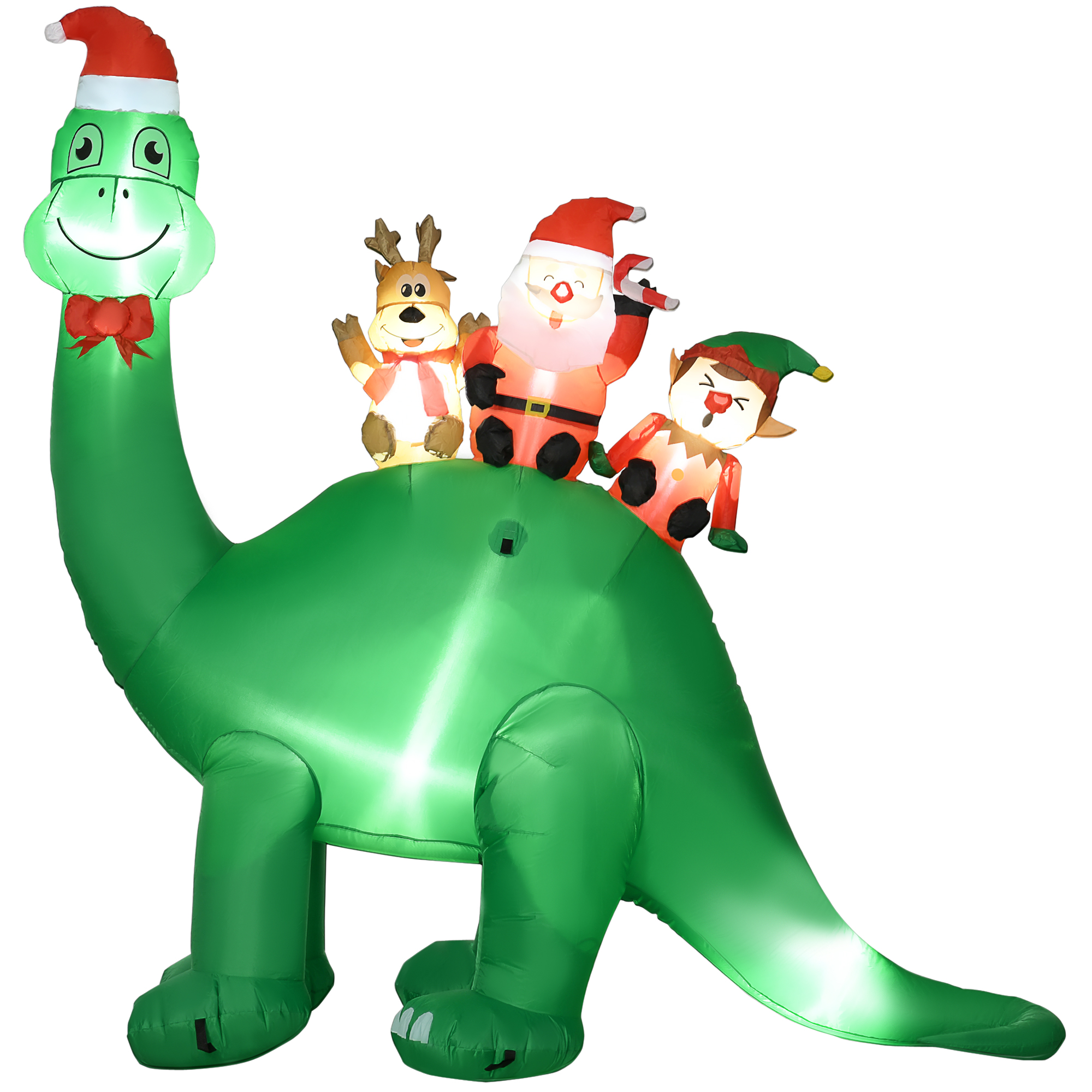 HOMCOM 6.6' Christmas Inflatables Outdoor Decorations Dinosaur Carrying ...
