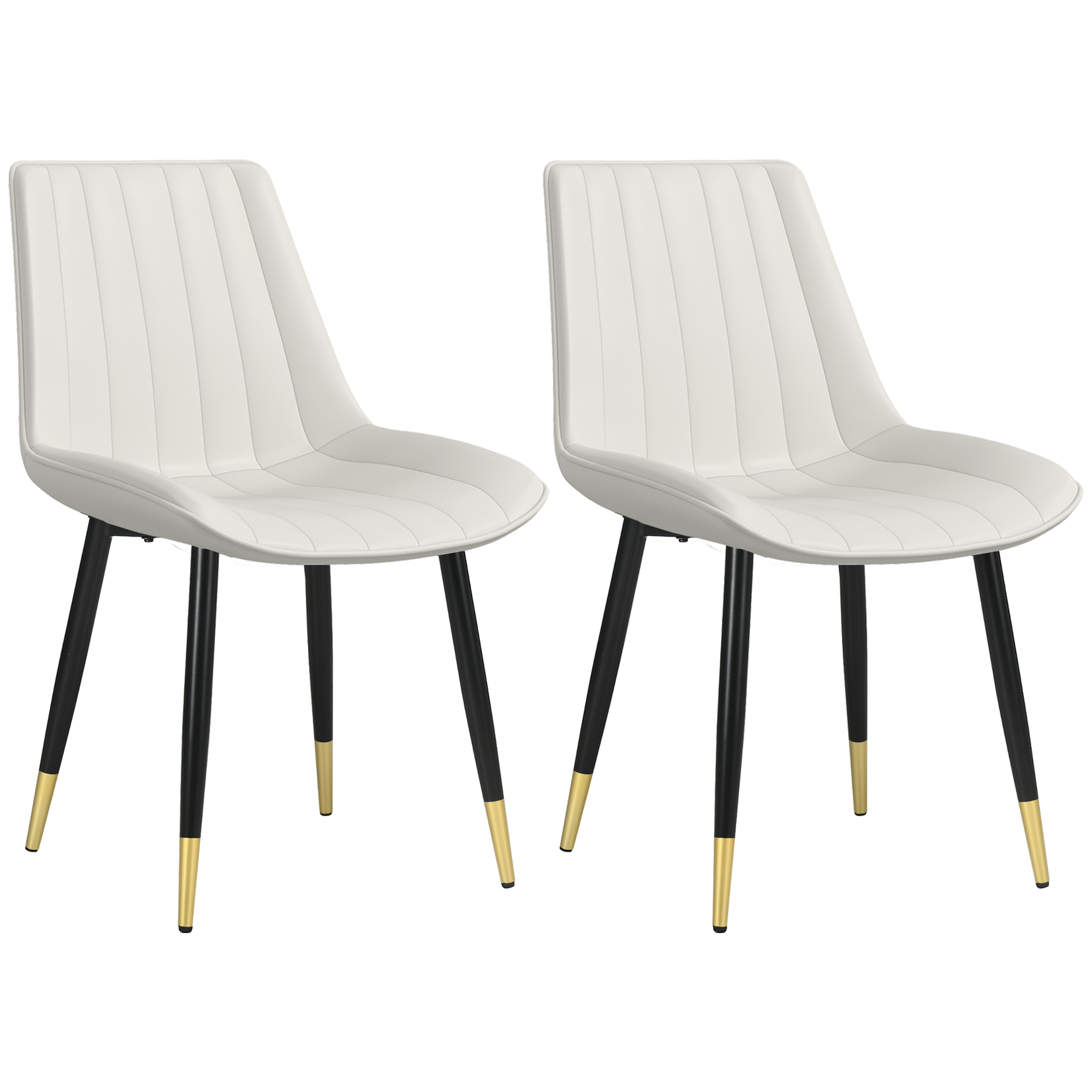 HOMCOM Dining Chairs Set of 2, Modern Kitchen Chair with PU Leather ...
