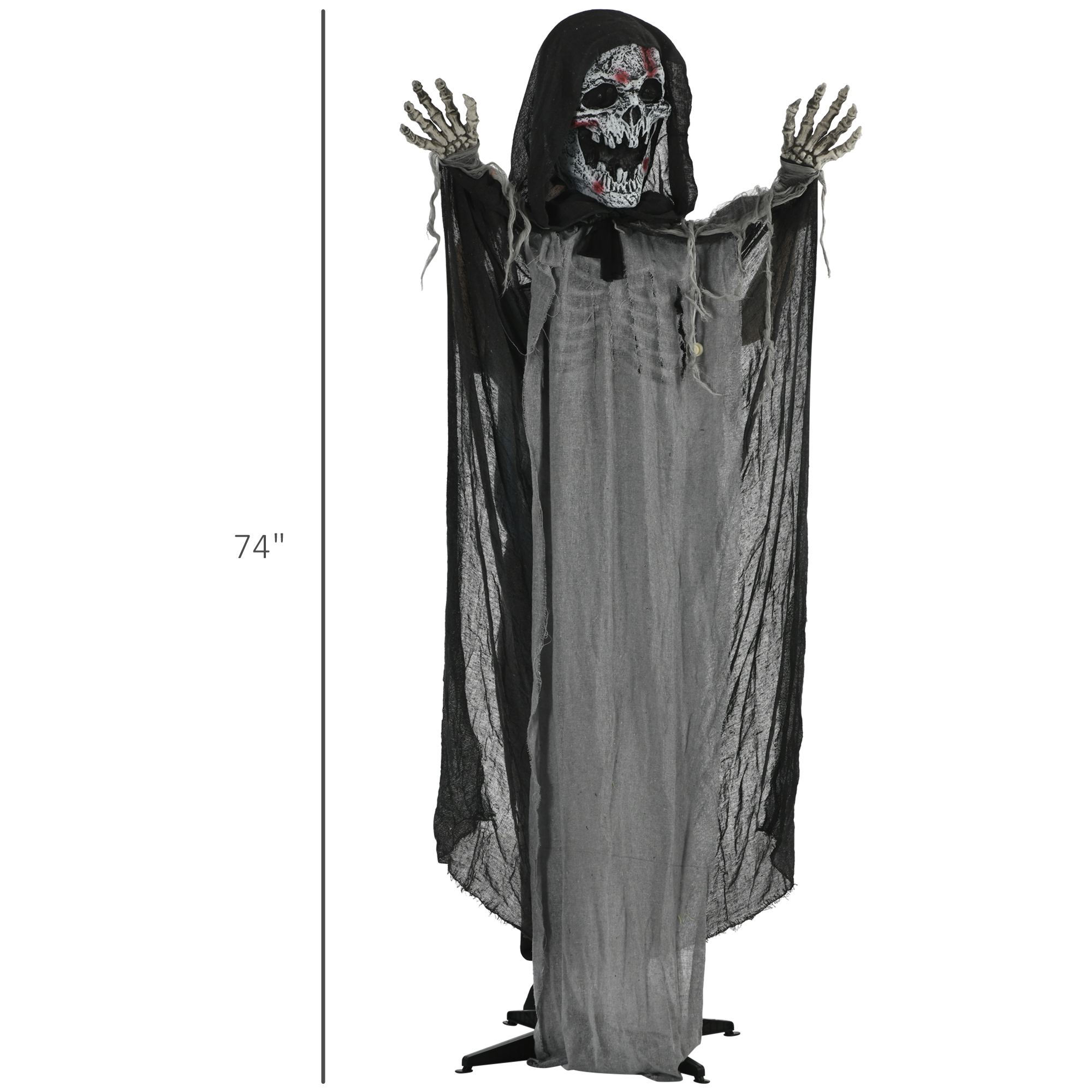 Outsunny 74" Life Size Outdoor Halloween Decorations Skeleton Witch ...