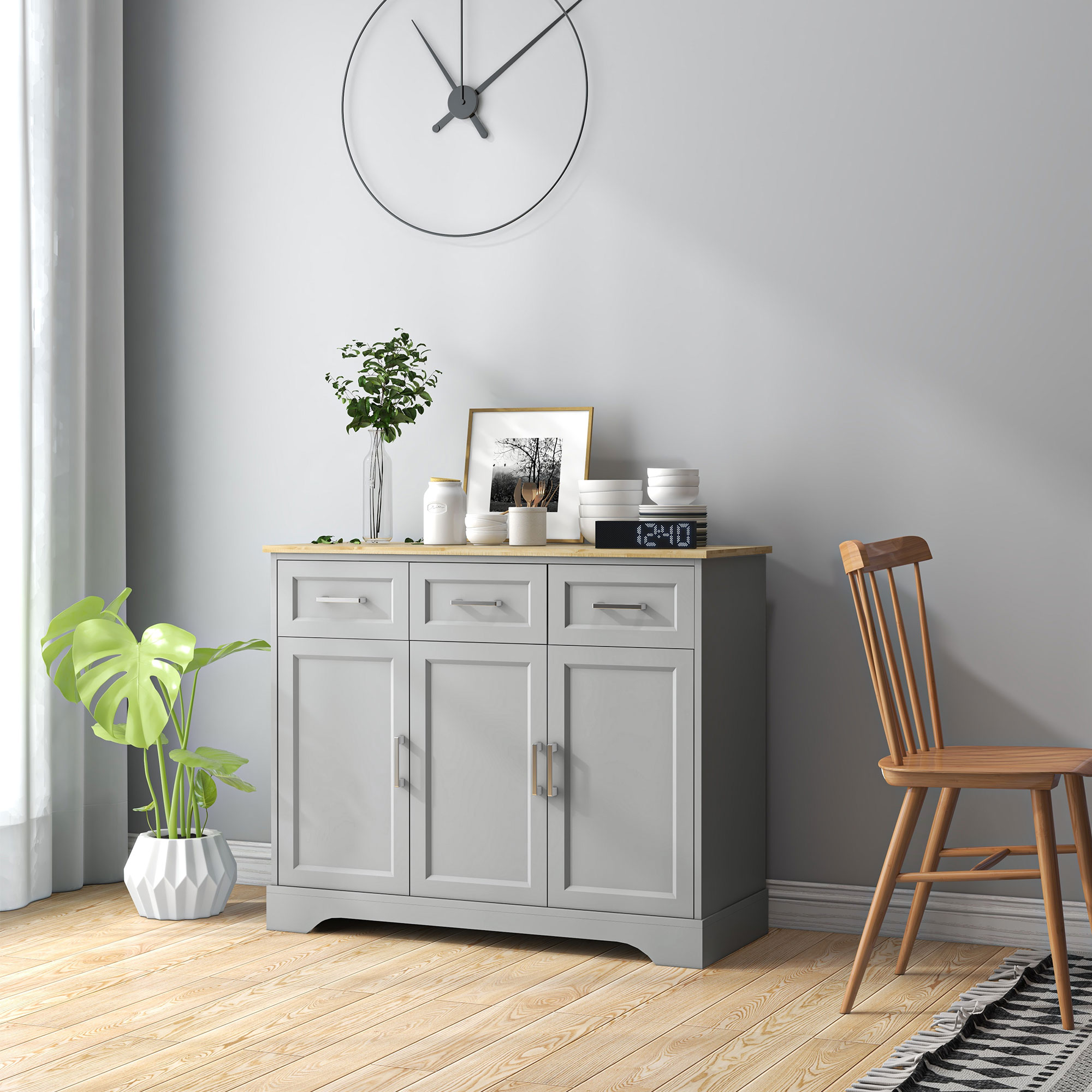 HOMCOM Sideboard 39.75" x 15.25" x 32.25" Gray| Aosom.com