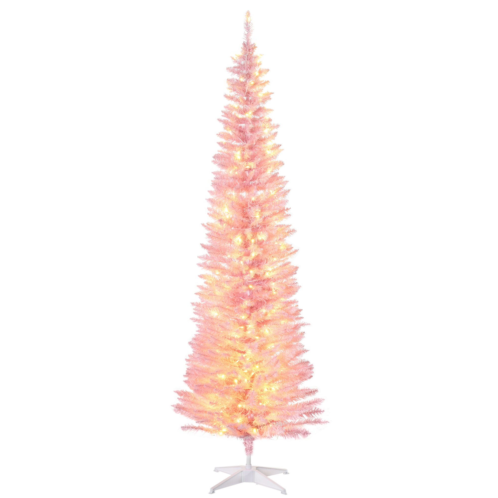 HOMCOM 7ft Pencil Christmas Tree, Slim Artificial Christmas Tree with ...