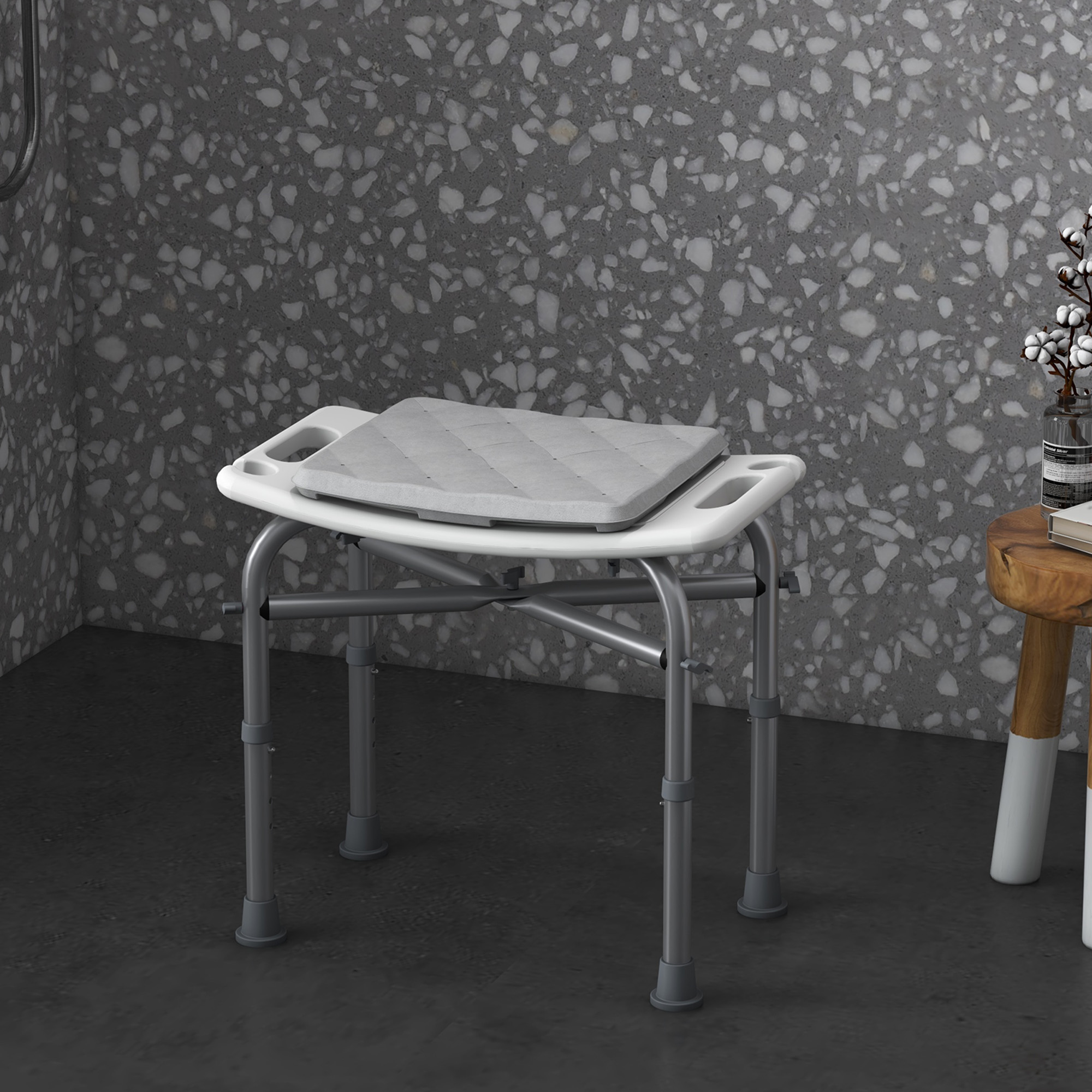 HOMCOM Shower Chair for Inside Shower, Shower Stool with Removable ...