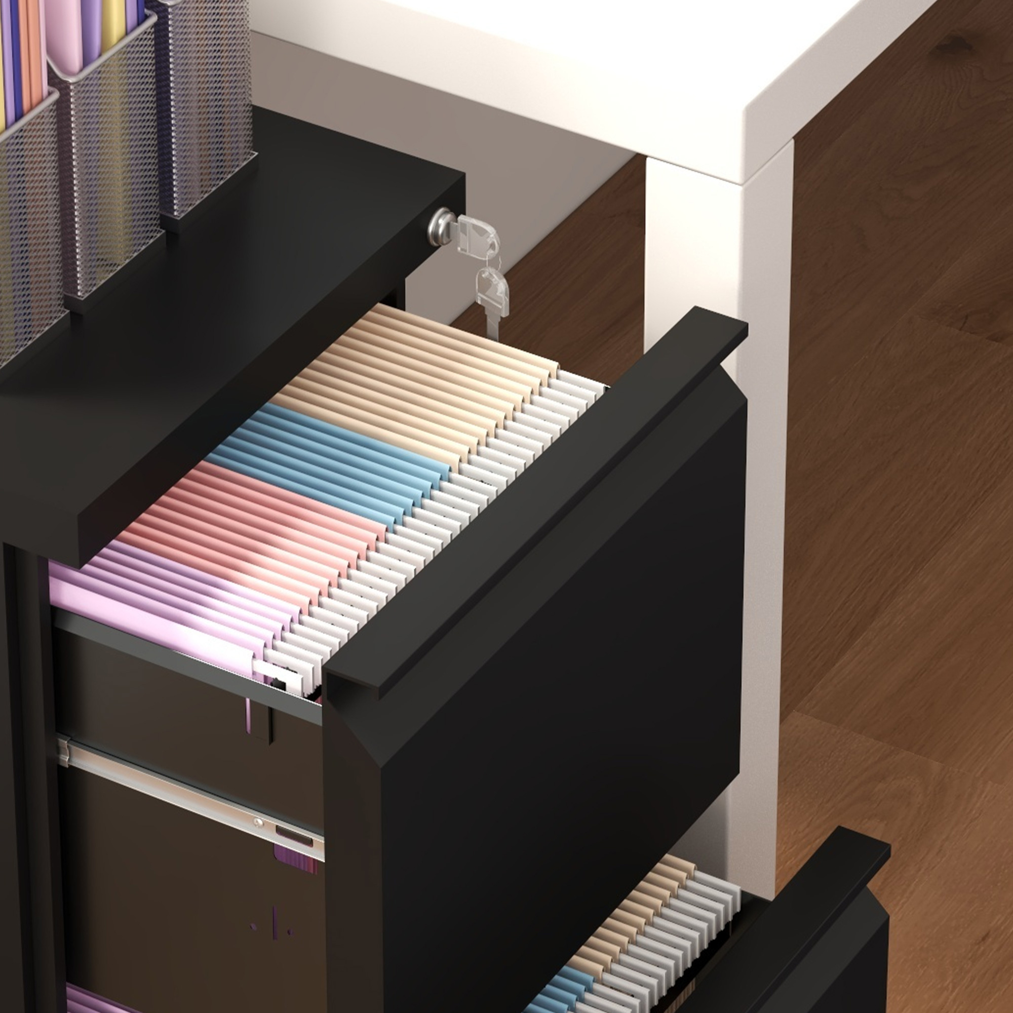 Vinsetto Mobile Vertical Filing Cabinet with Lock, 2-Drawer Steel File ...