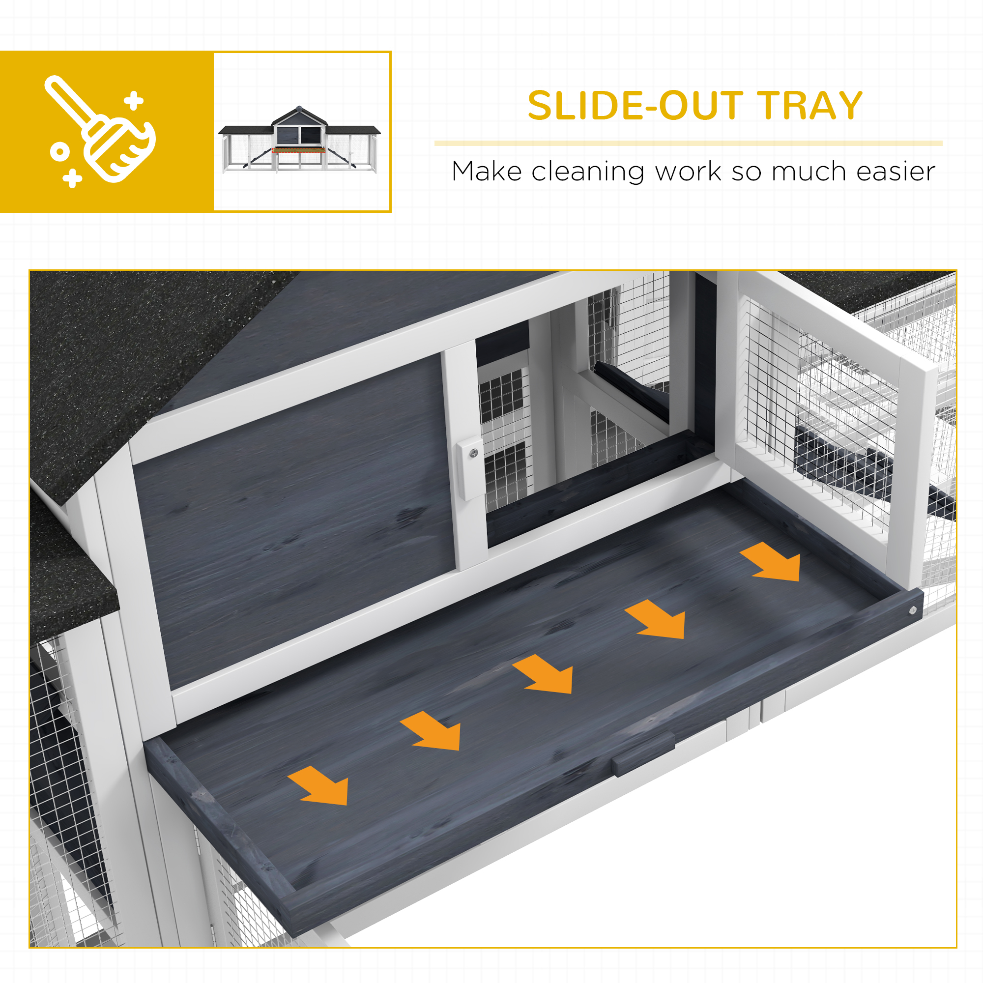 PawHut Outdoor Rabbit House 83" 2 Story Deluxe XL Wooden Rabbit Hutch ...