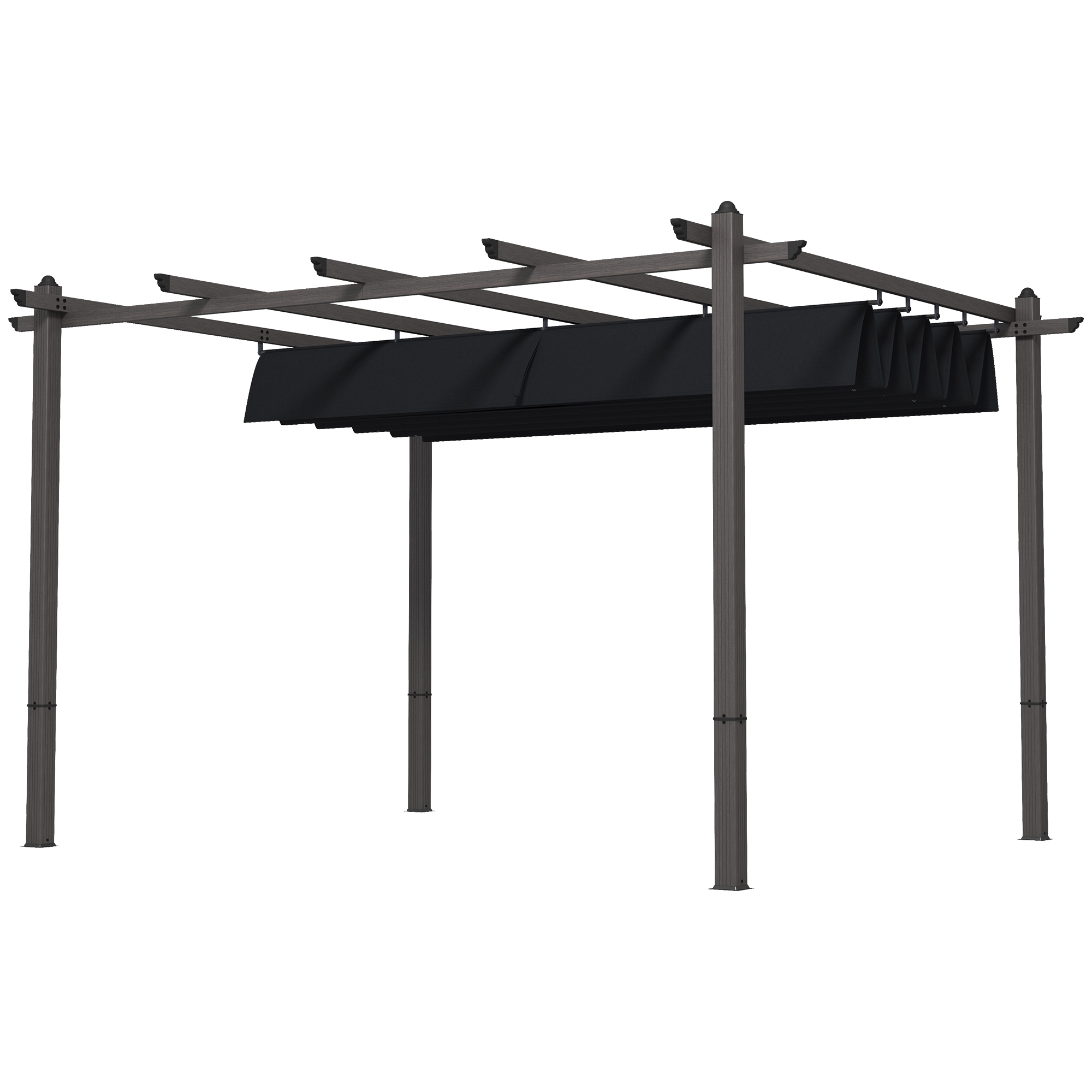 Outsunny 10' x 12' Retractable Pergola Canopy, Aluminum Pergola Sun ...