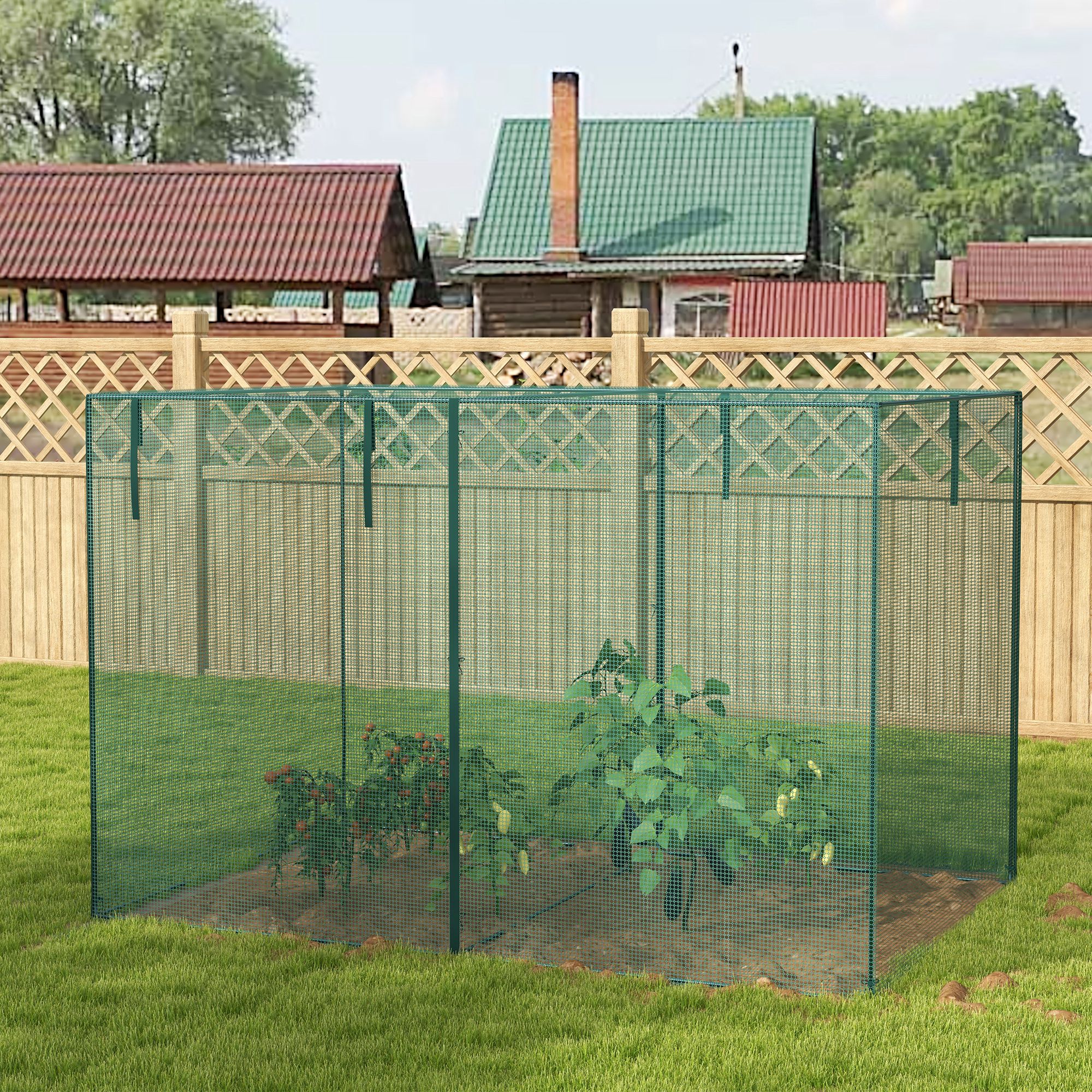 Outsunny 10 x 6.5ft Crop Cage, Garden Plant Protector with Two Zippered ...