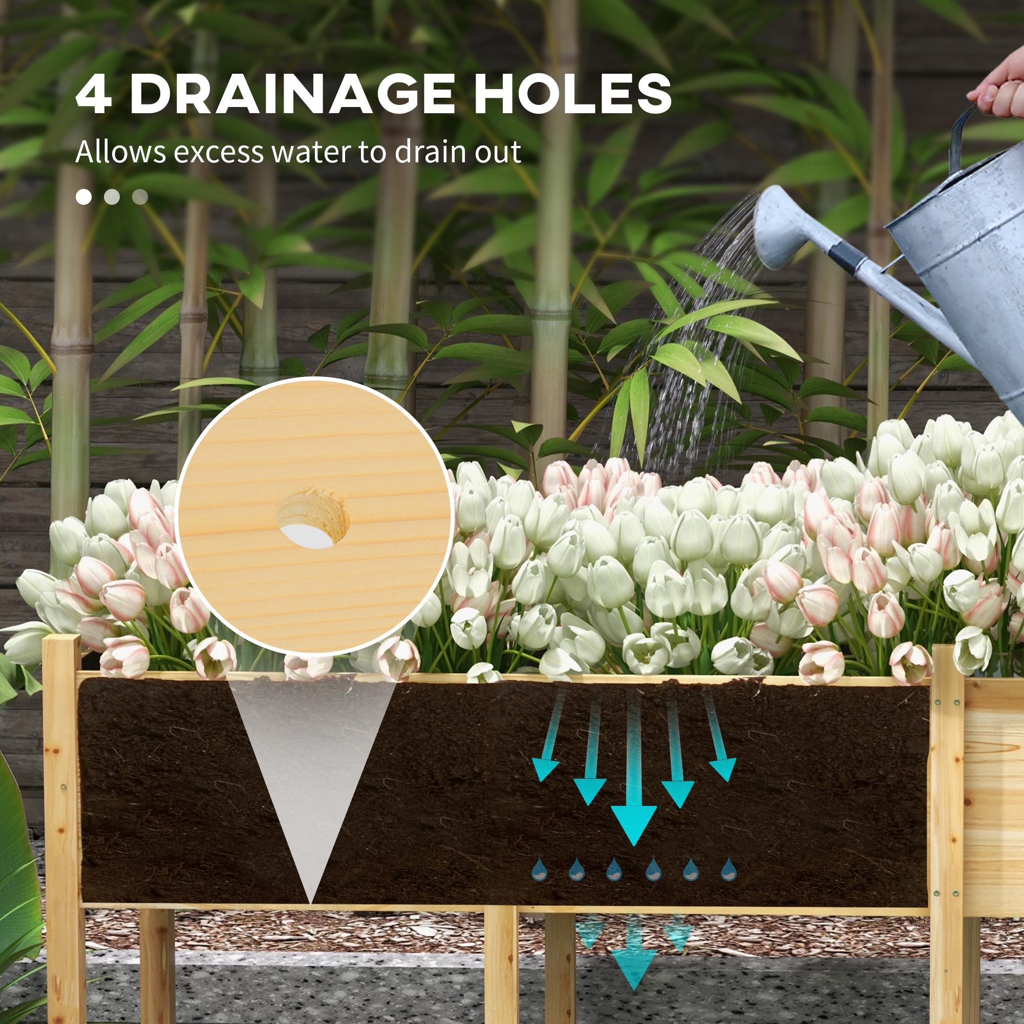 Outsunny Large Elevated Planter Box with Legs, Garden Bed Liner with ...