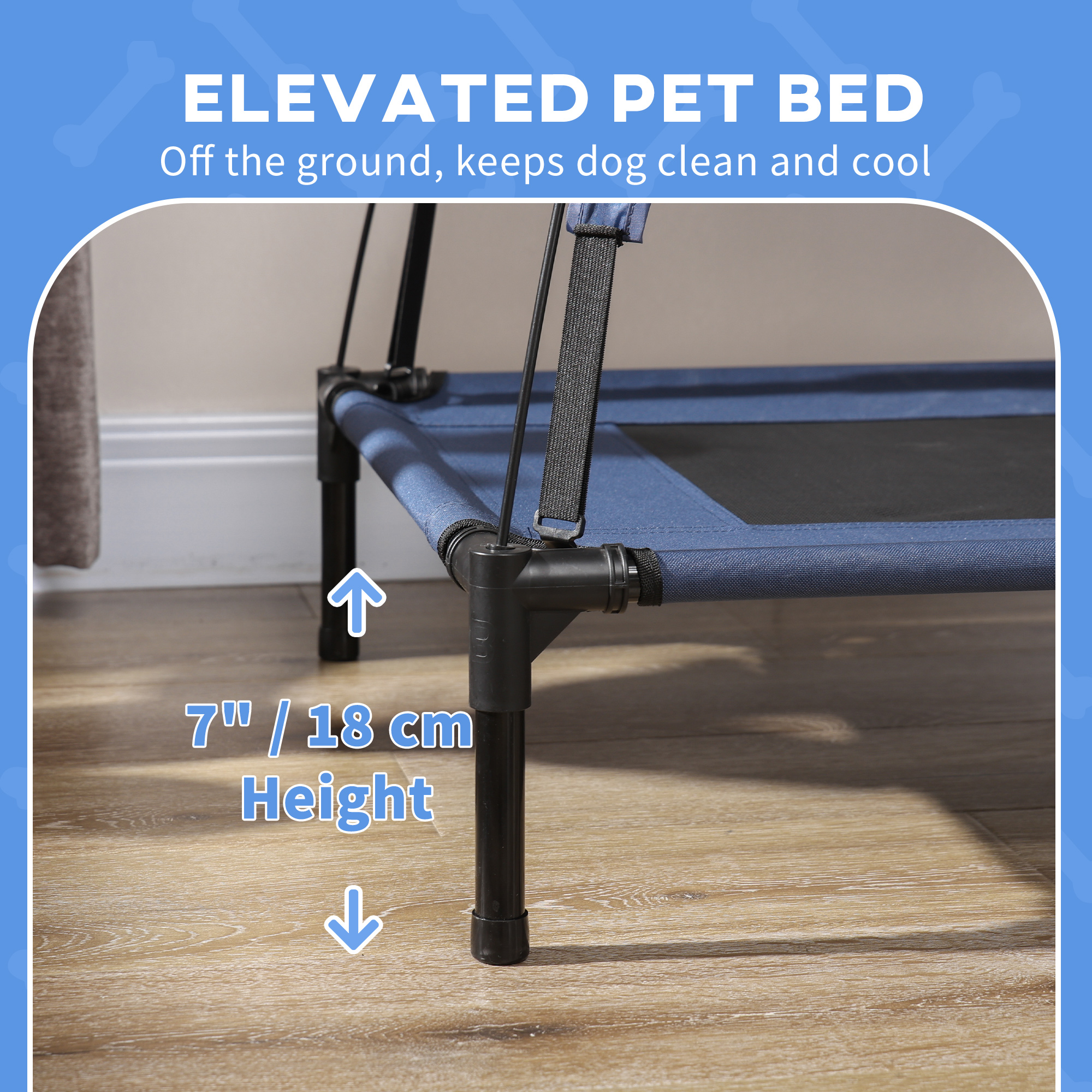 PawHut Elevated Cooling Pet Bed Portable Raised Dog Cot with Canopy for ...