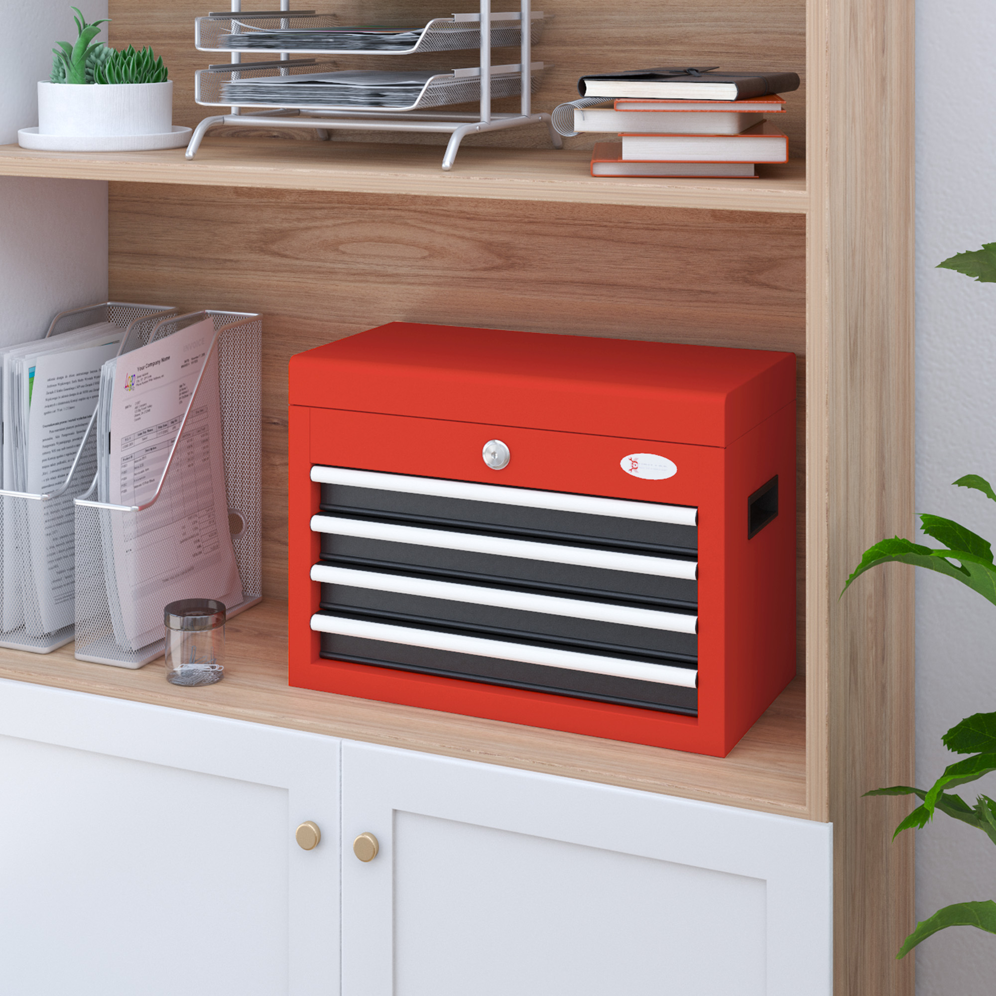 DURHAND Portable Tool Chest with 4 Drawers and Top Storage, Lockable ...