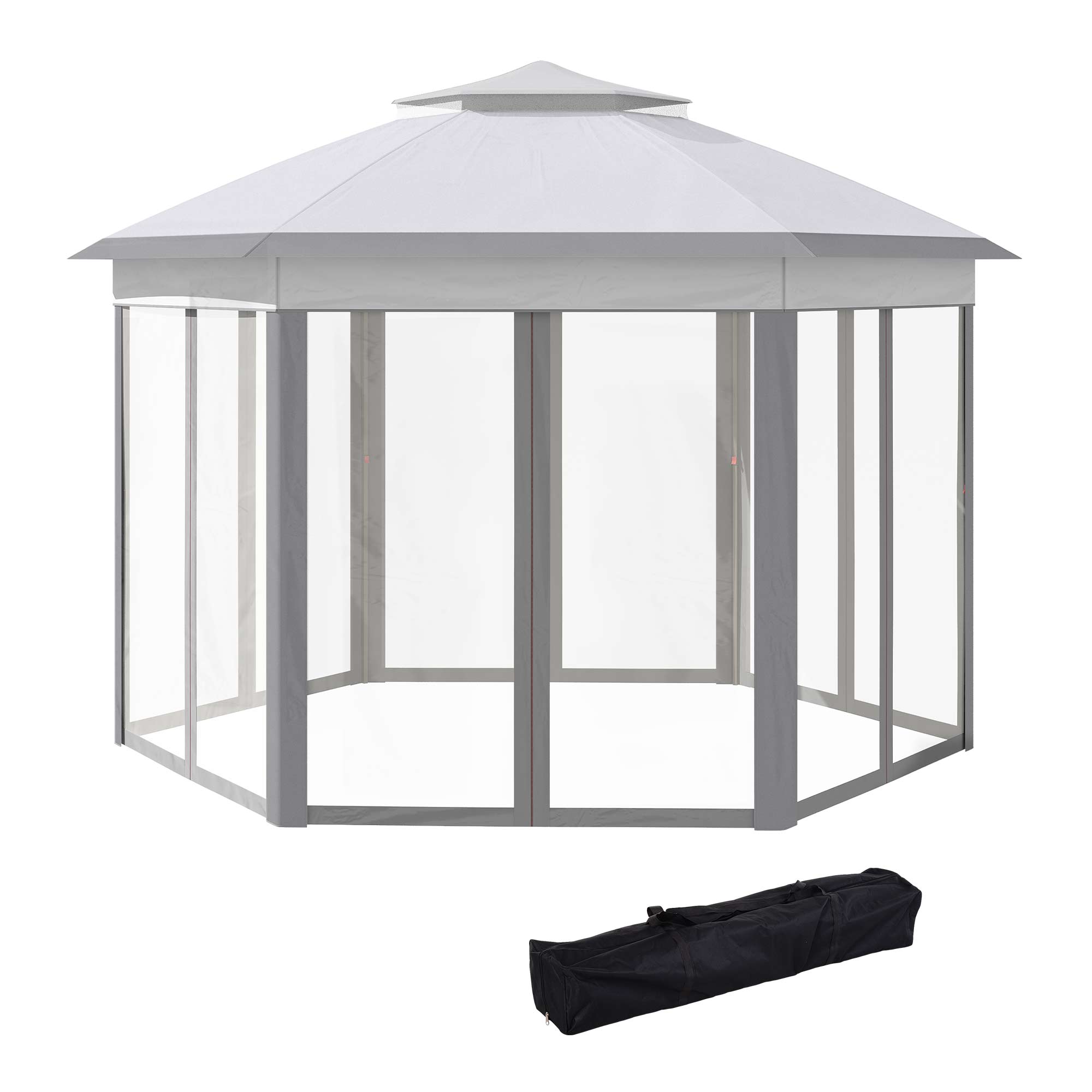 Outsunny 13' x 13' Pop Up Gazebo Hexagonal Canopy Shelter with 6 ...