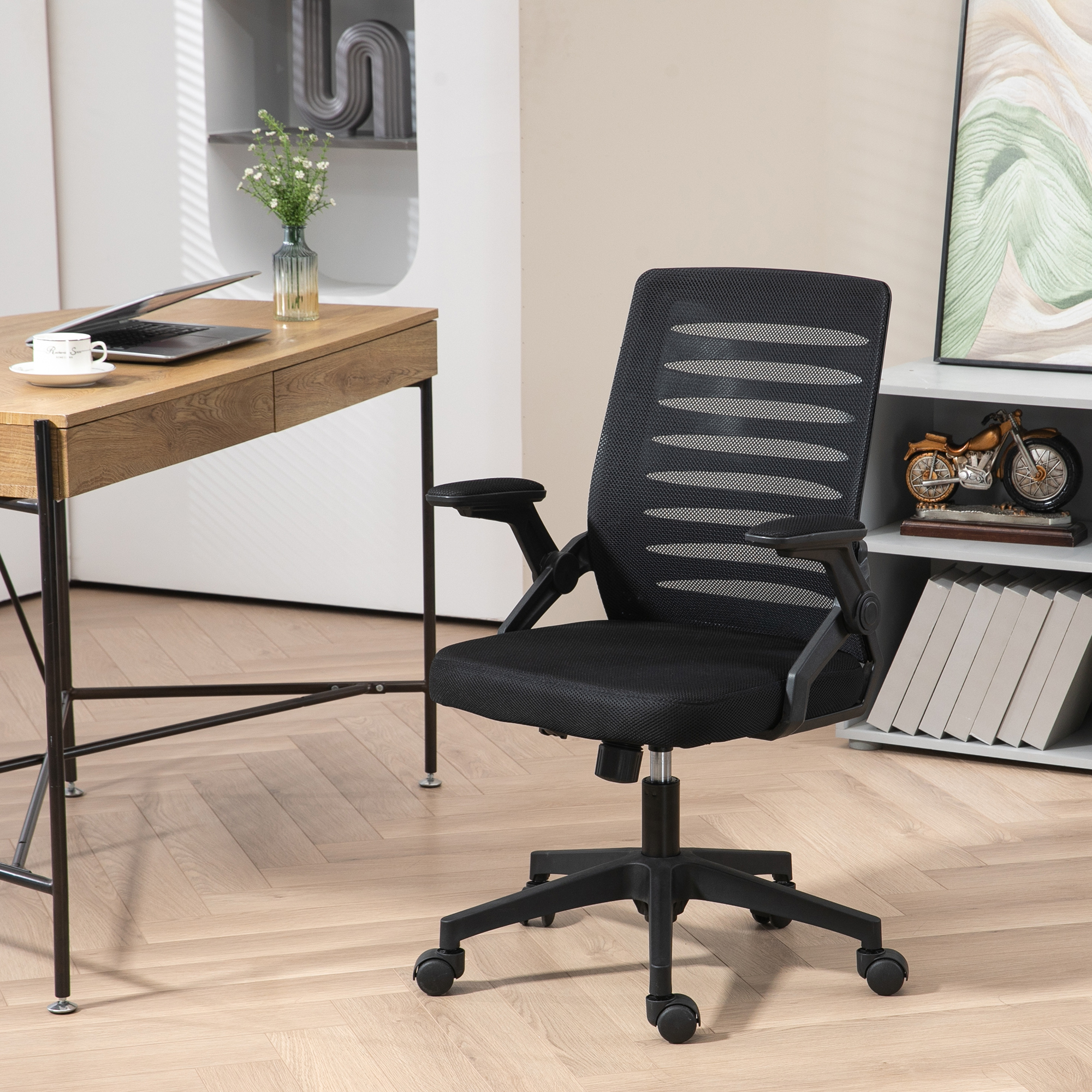 Vinsetto Mid Back Task Chair, Mesh Office Chair with Lumbar Back ...