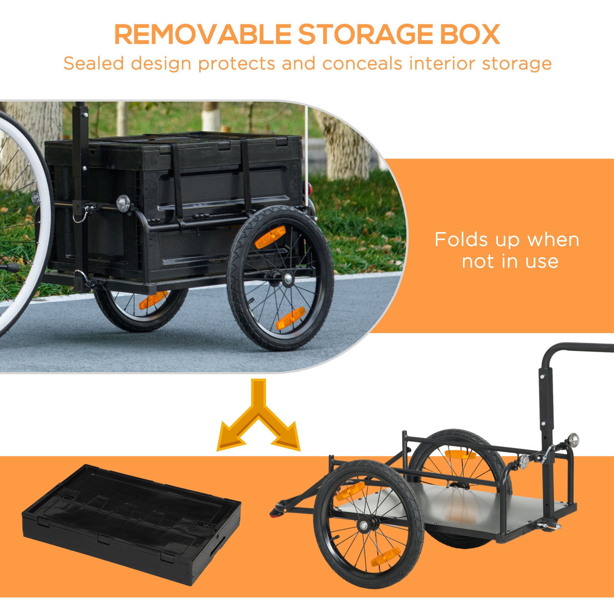 Aosom Trailer for Bike, Bicycle Cargo Trailer with Removable Storage ...