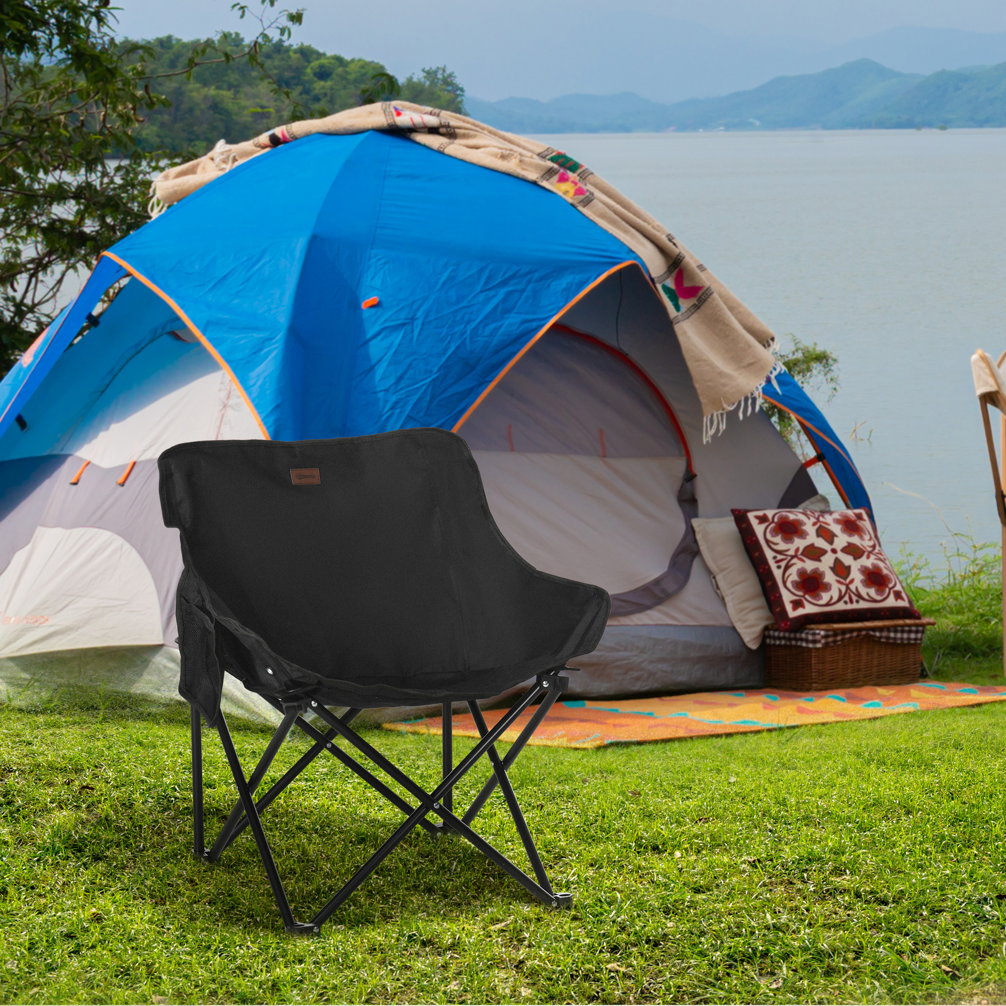 Outsunny Portable Camping Chair, Lightweight Folding Chair for Adults ...