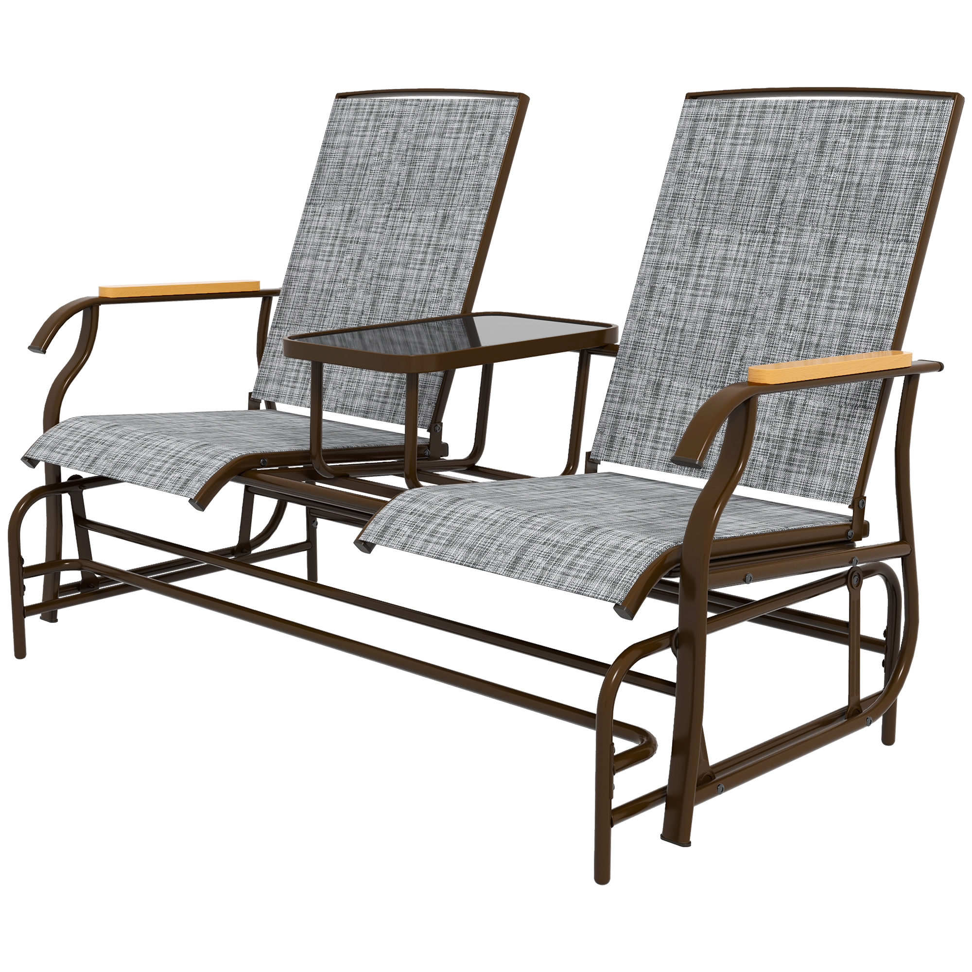 Outsunny Outdoor 2-Person Glider Bench, Outside Swing Glider Chair ...