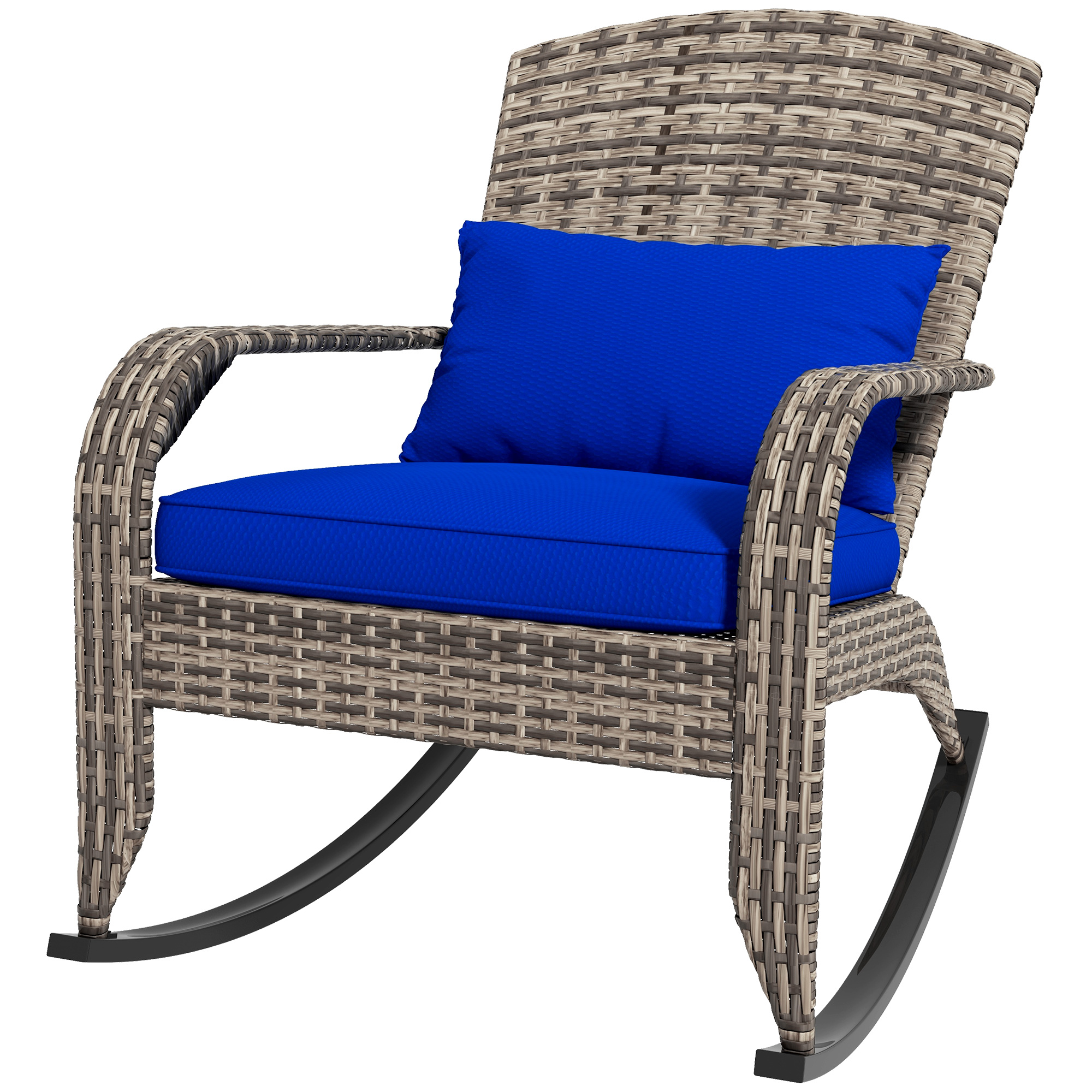 Outsunny Adirondack Chair, Outdoor Wicker Rocking Chair with High Back ...