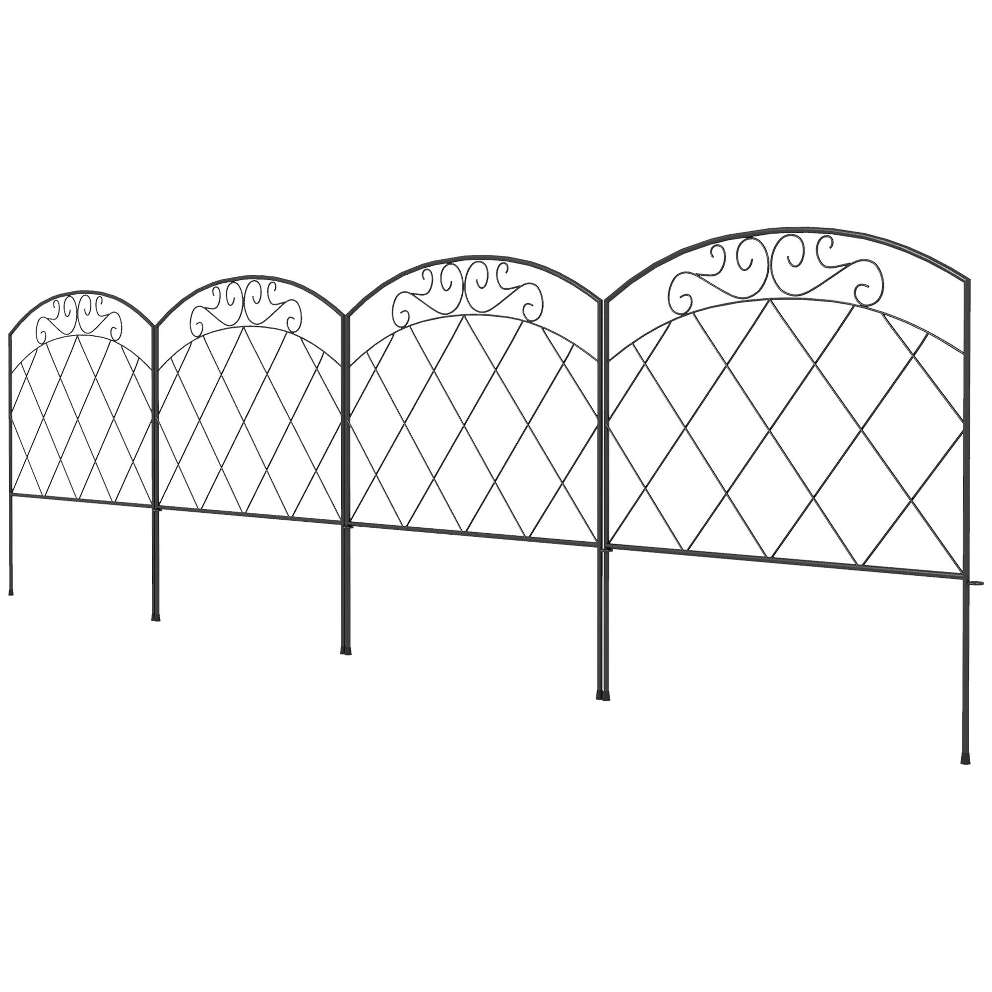 Outsunny 4 Pack Garden Fencing for Yard, Decorative Fence Panels as ...