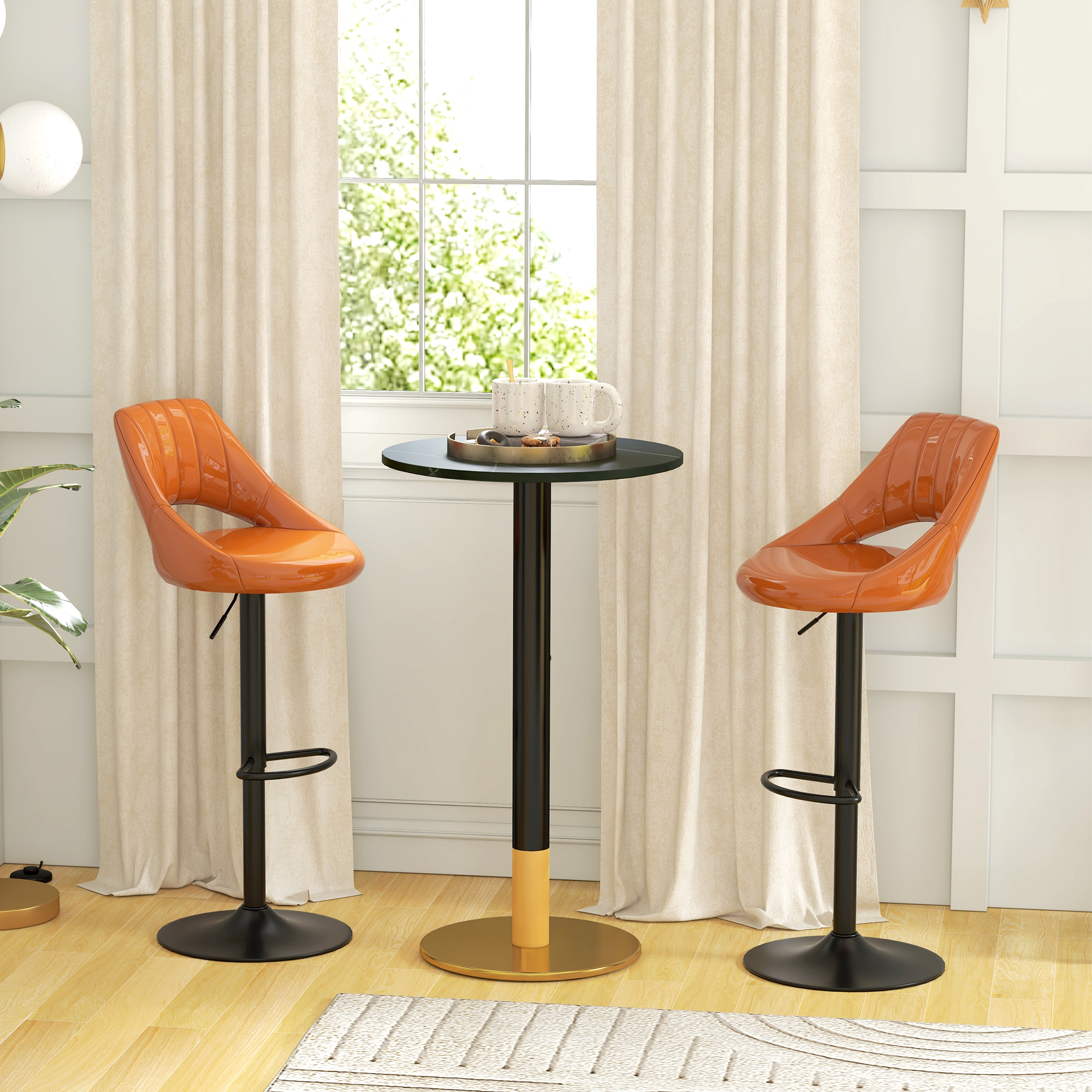 HOMCOM High Top Bar Table, Modern Round Dining Table with Faux-marbled ...