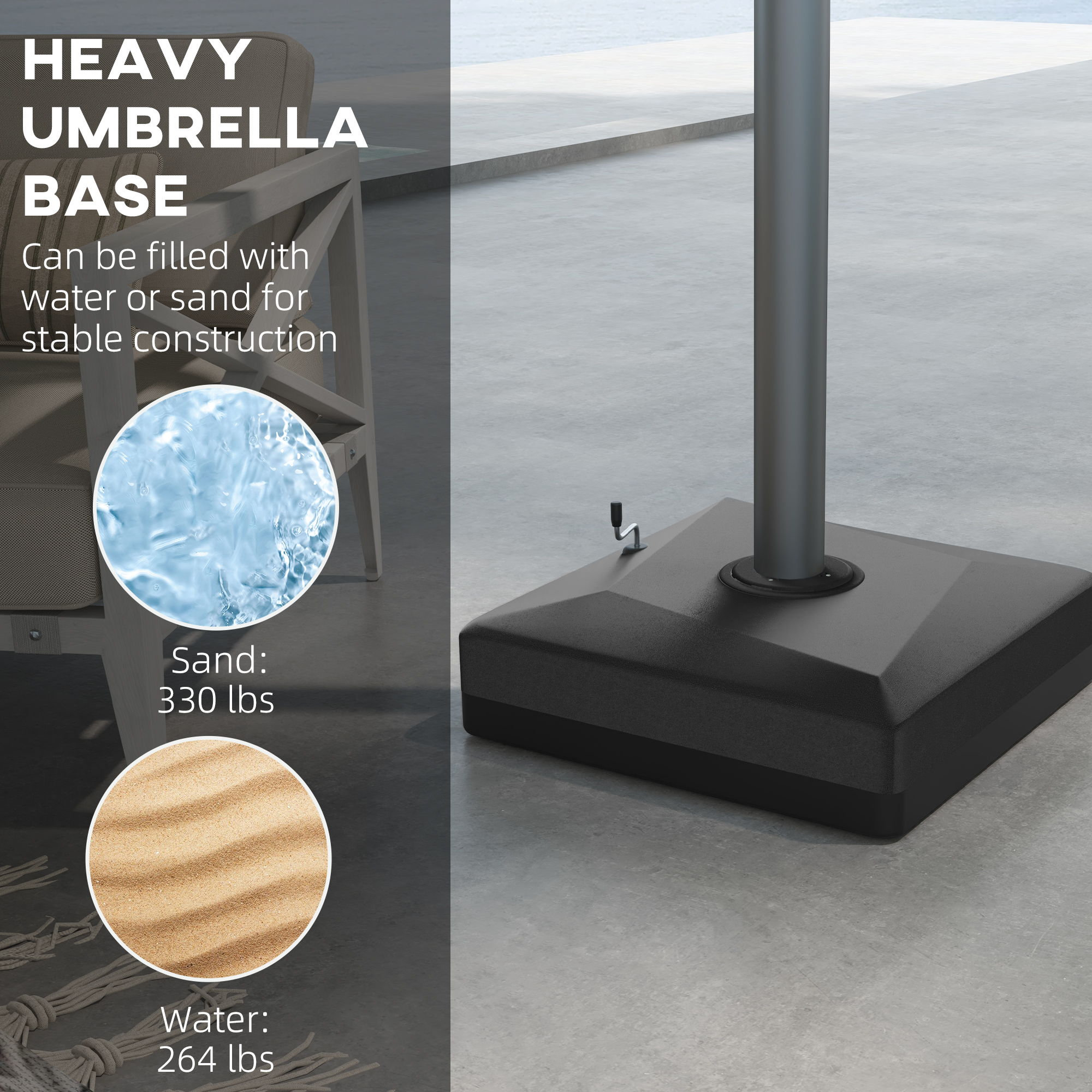 Outsunny Mobile Umbrella Stand: Cantilever Design with Wheels, — Planner 5D