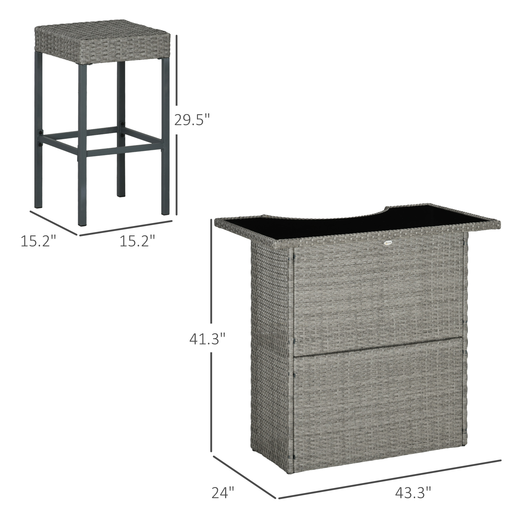 Outsunny 5-Pieces Bar Height Patio Furniture, High Top Patio Table and ...