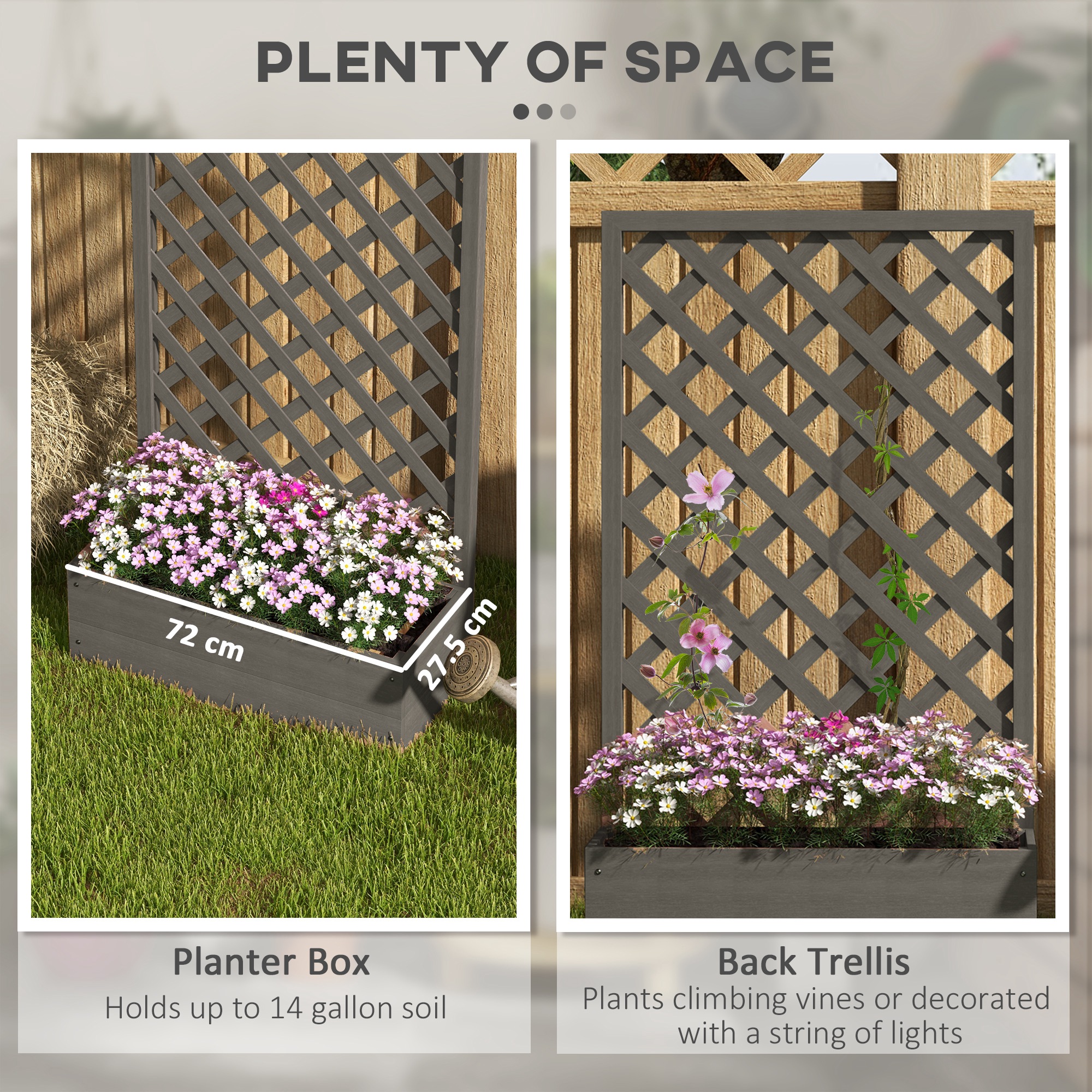 Outsunny Trellis Planter Box for Climbing Plants, Raised Garden Bed w ...
