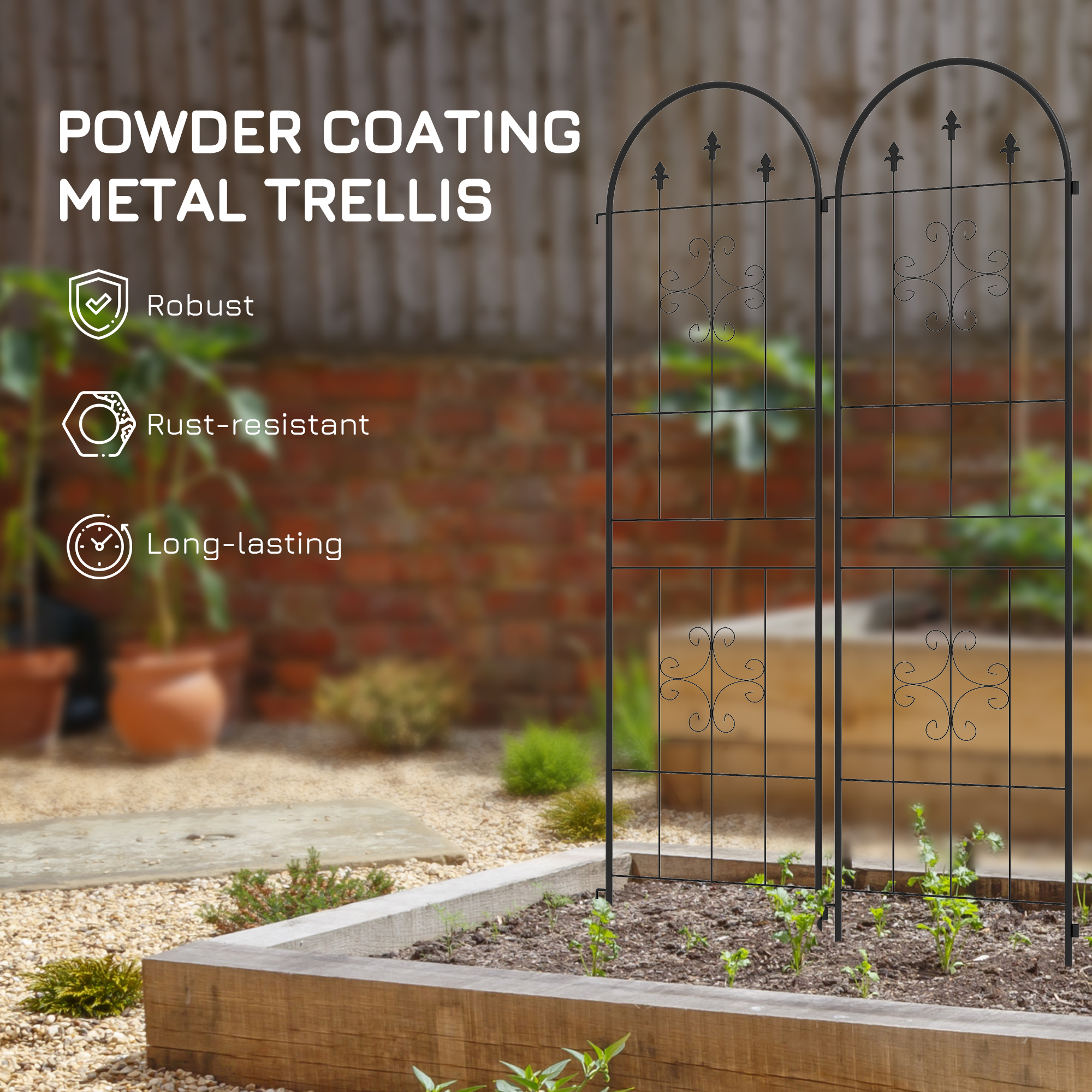 Outsunny Metal Trellis Set of 6, Garden Trellis for Climbing Plants ...