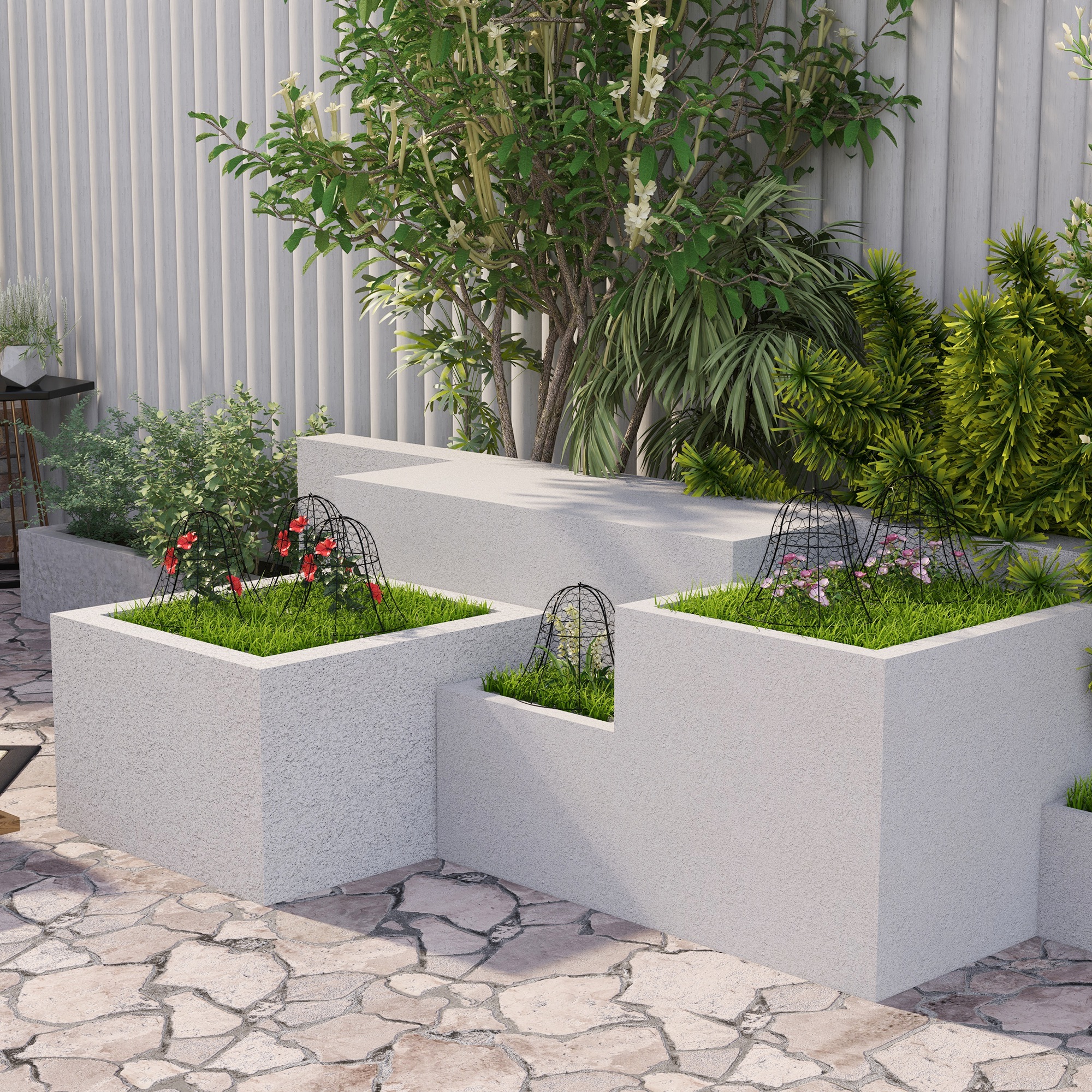 Outsunny 12 Pack Garden Cloches for Plants, 16" x 13" Metal Crop Cage ...