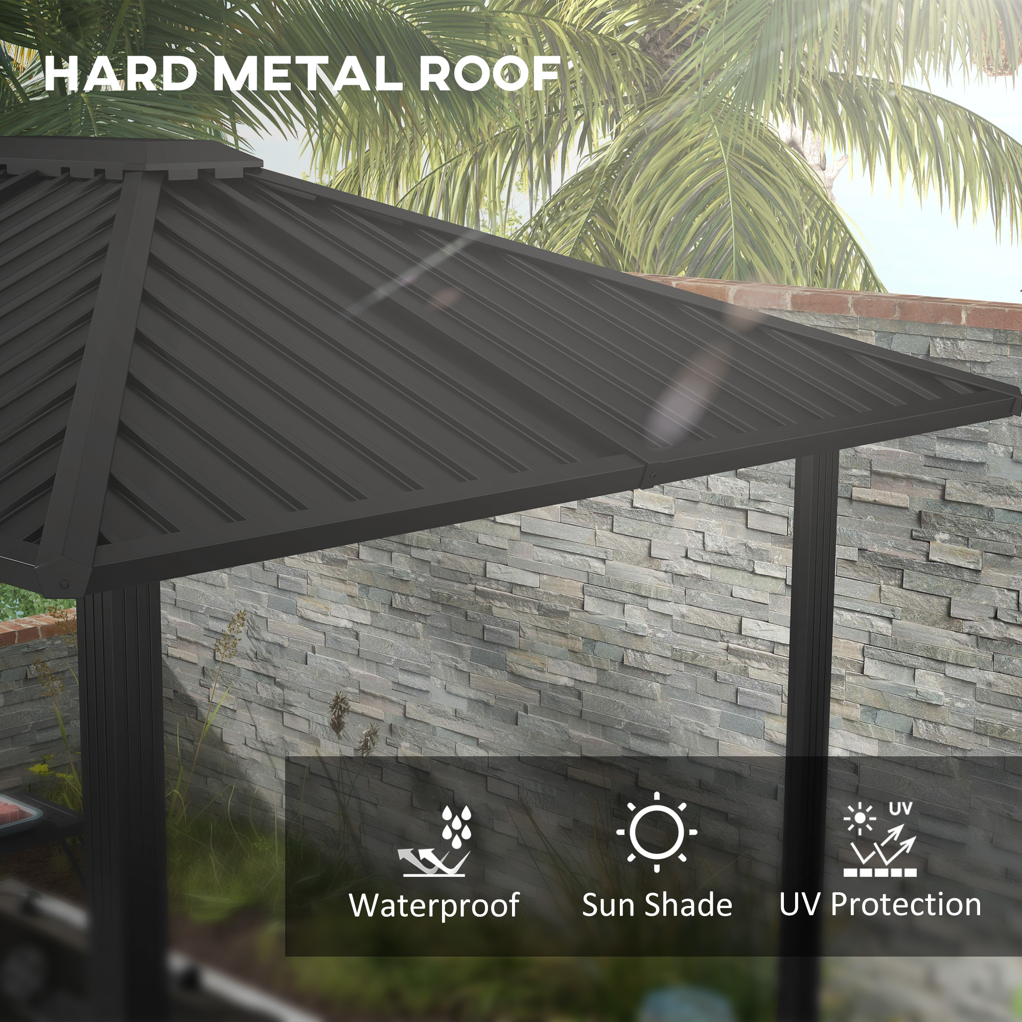 Outsunny 6' x 8' Metal Roof BBQ Grill Gazebo, Hardtop Gazebo with ...