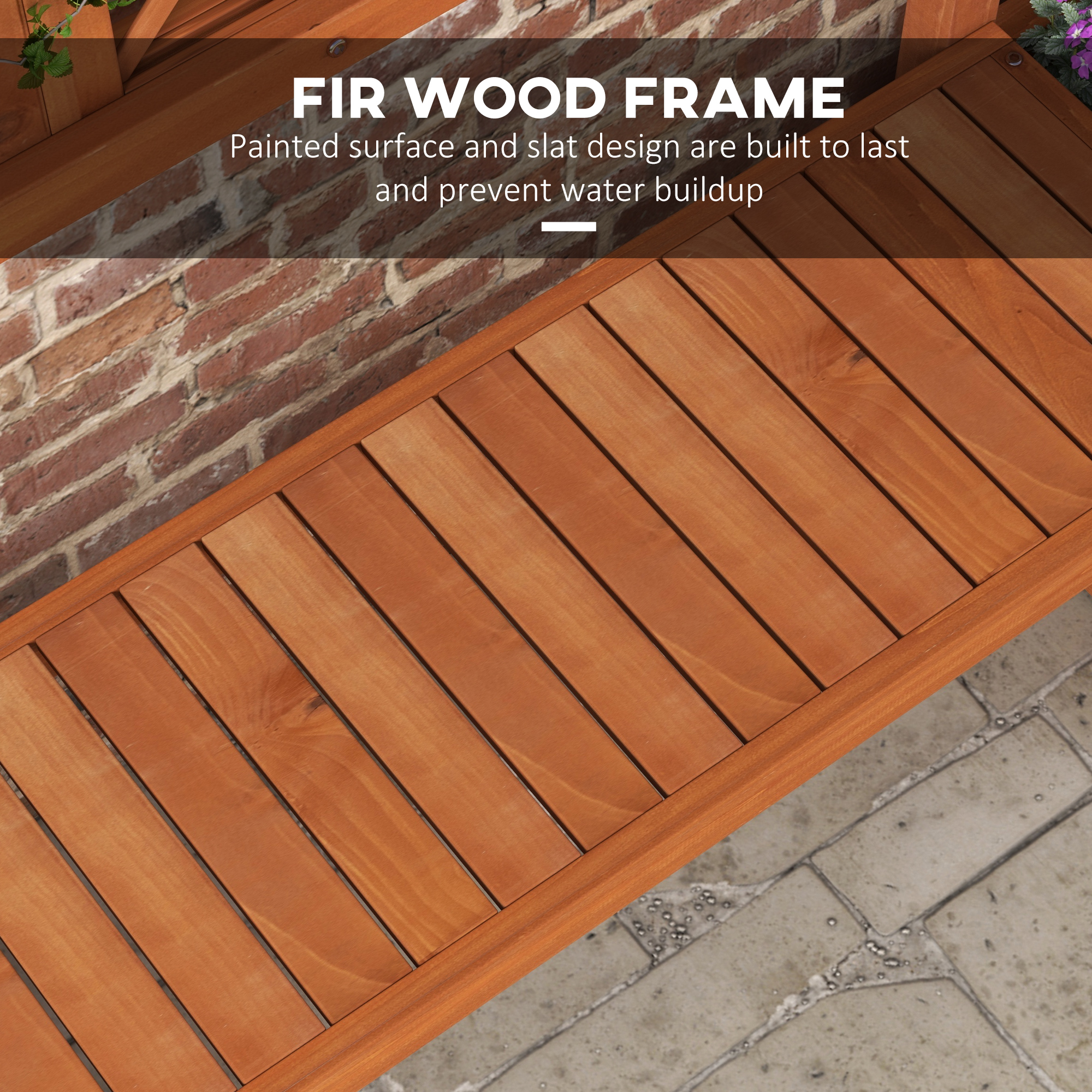 Outsunny Wood Outdoor Bench with Trellis for Climbing Plants and 2 ...