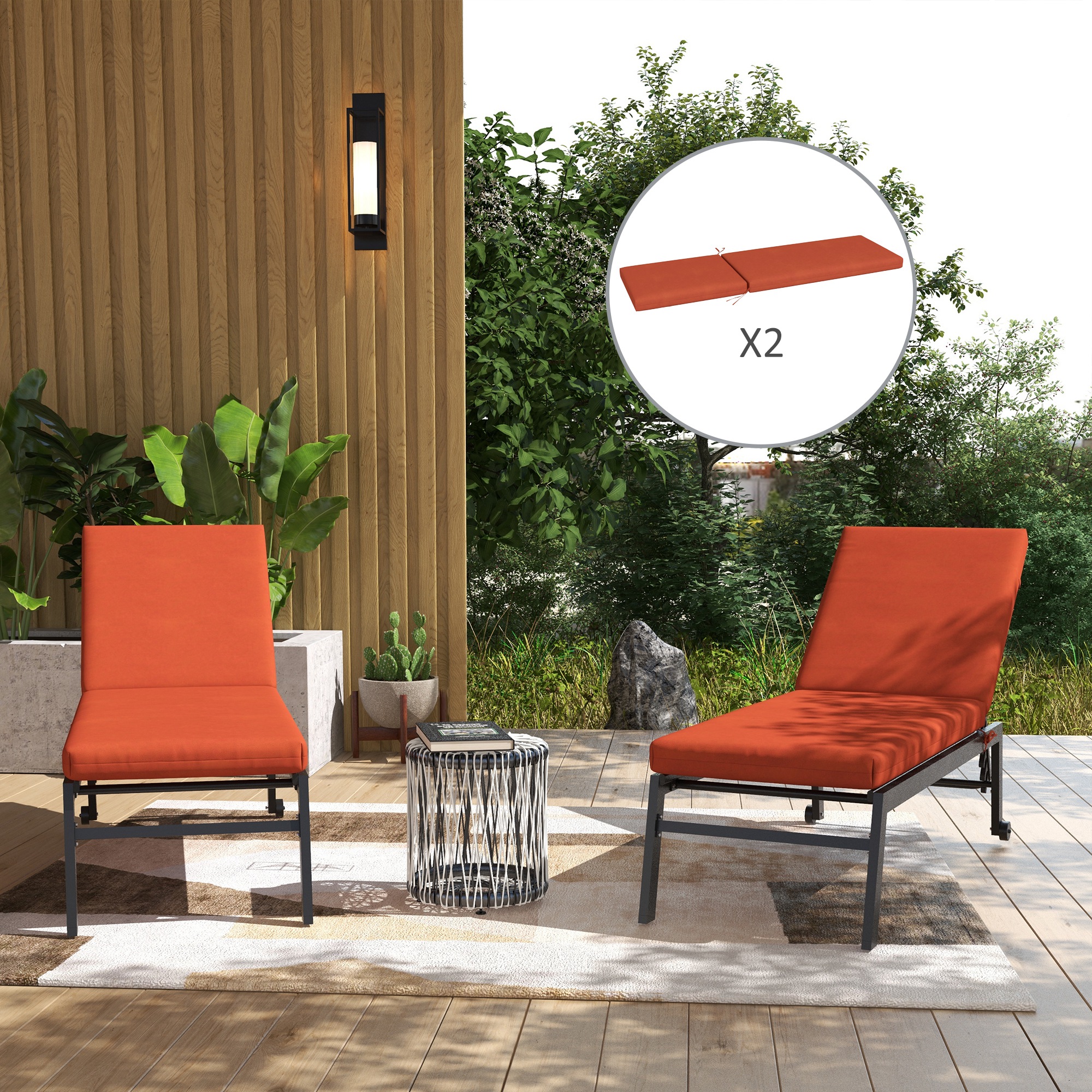 Outsunny 2-Piece Back and Seat Cushion Pillows Replacement, Patio Chair ...