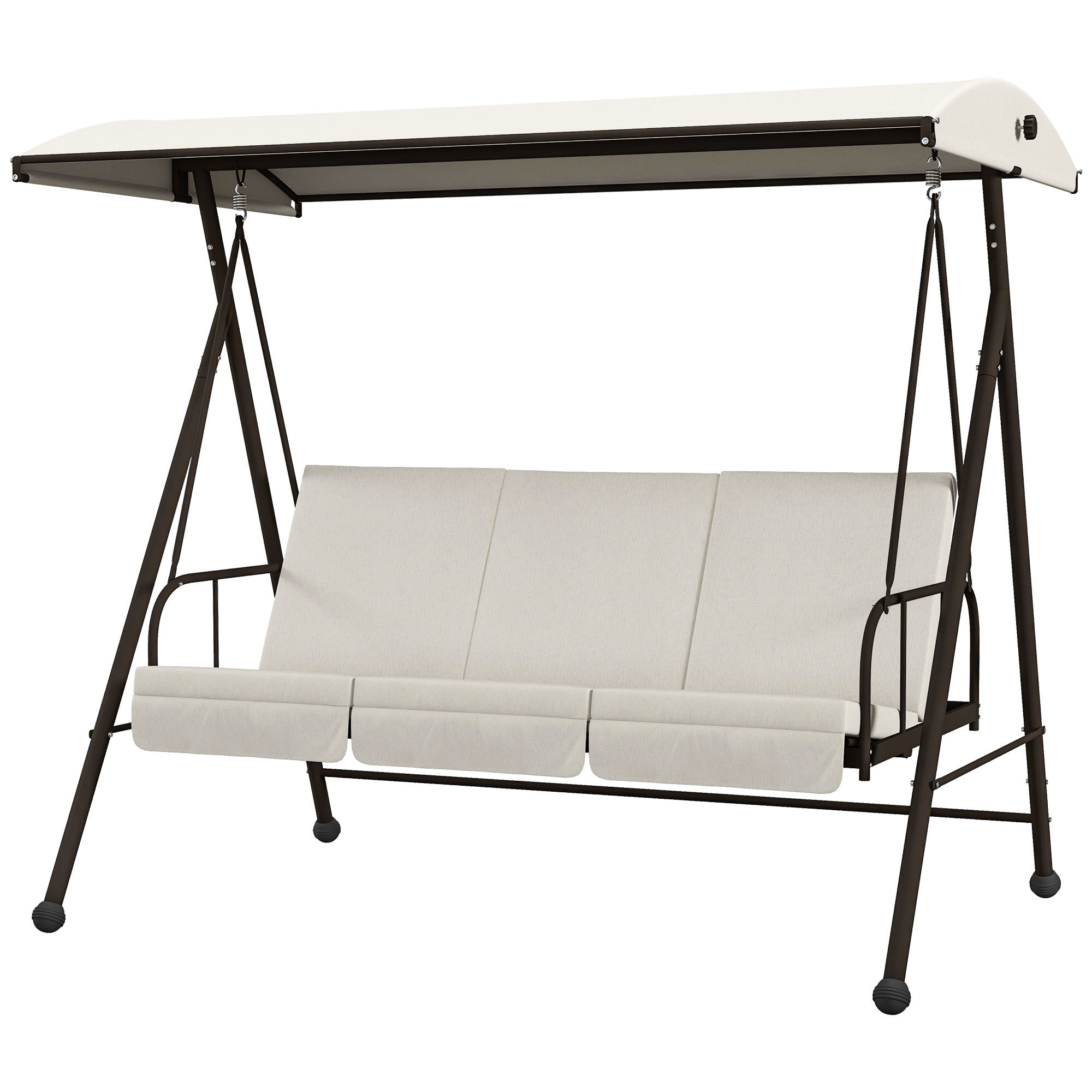 Outsunny 3-Seat Outdoor Porch Swing Patio Swing with Adjustable Canopy ...