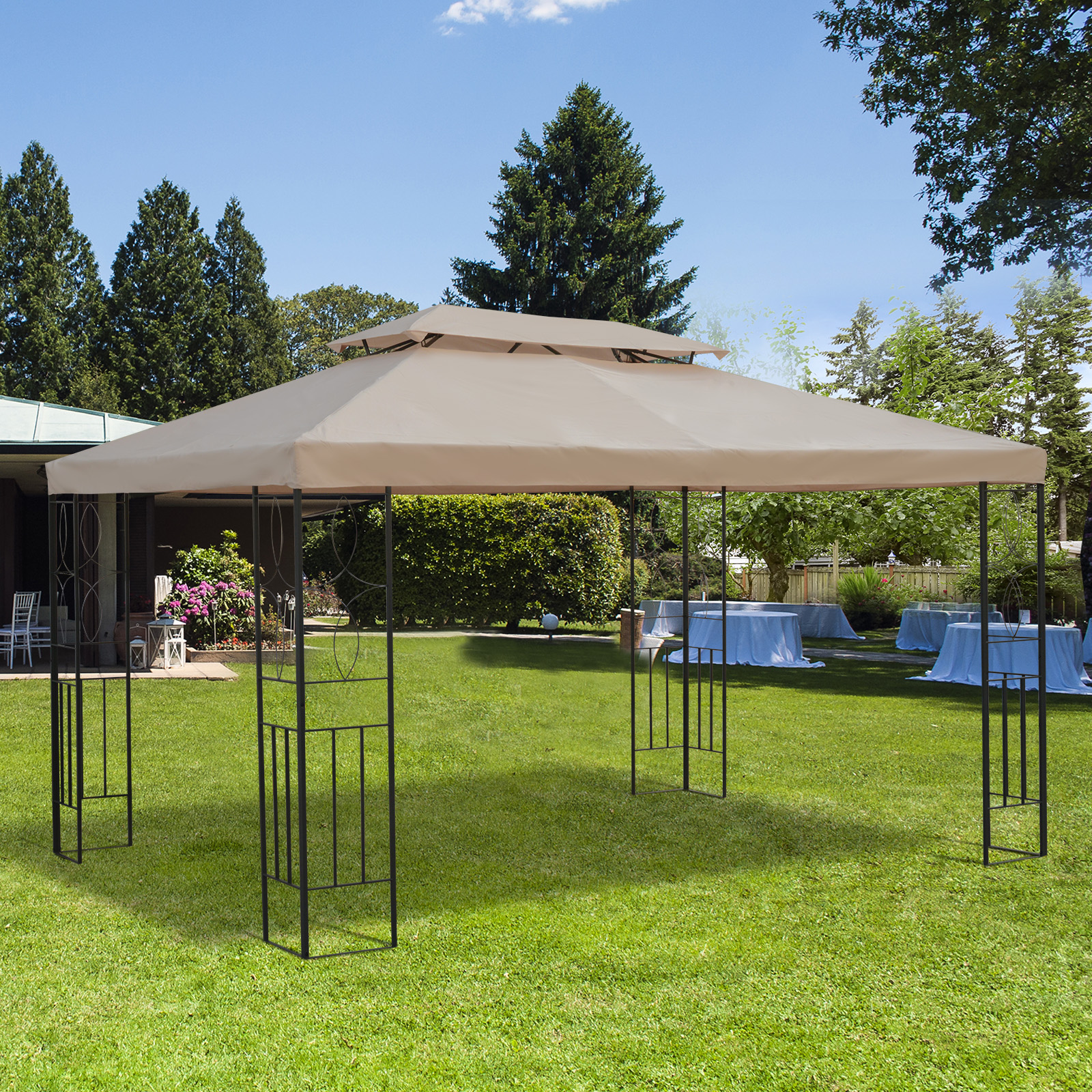 Outsunny 13.1' x 9.8' Gazebo Cover, Gazebo Replacement Canopy with 2 ...