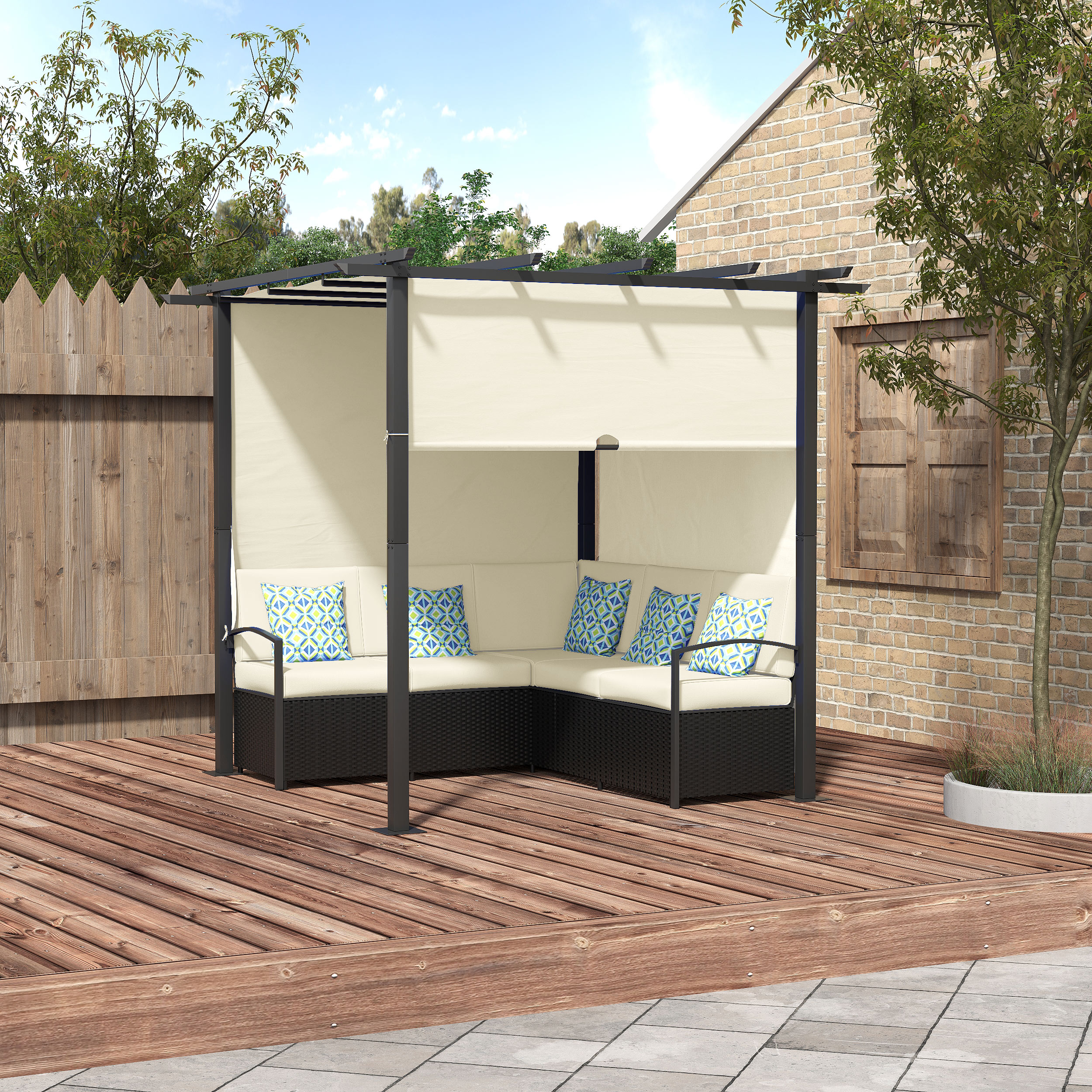 Outsunny Outdoor Rattan Wicker Patio Furniture Sofa Set with ...