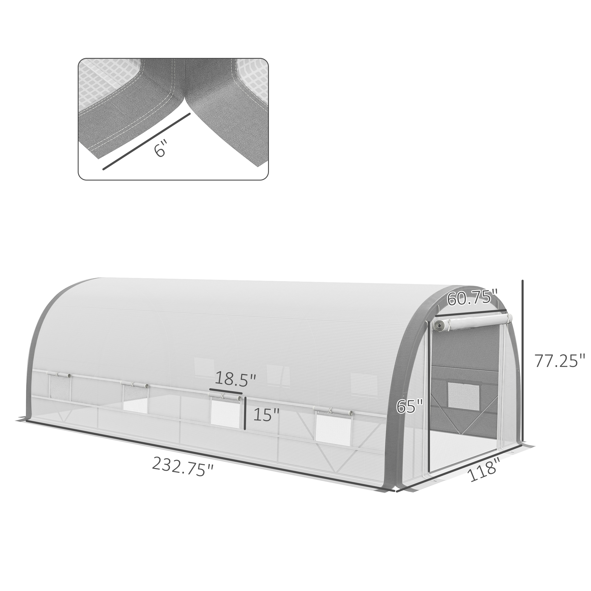Outsunny Walk-in Tunnel Greenhouse with Upgraded Structure, Mesh Door ...