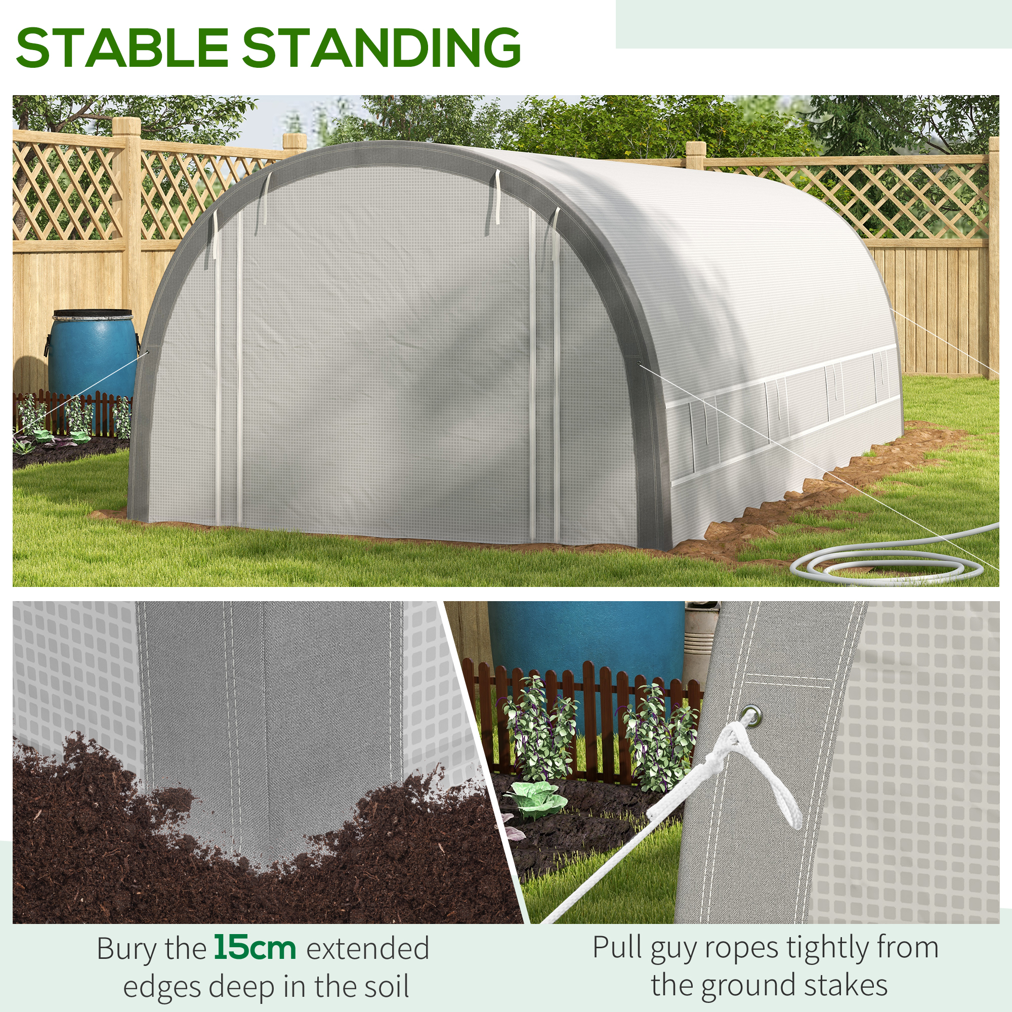 Outsunny Walk-in Tunnel Greenhouse with Upgraded Structure, Mesh Door ...