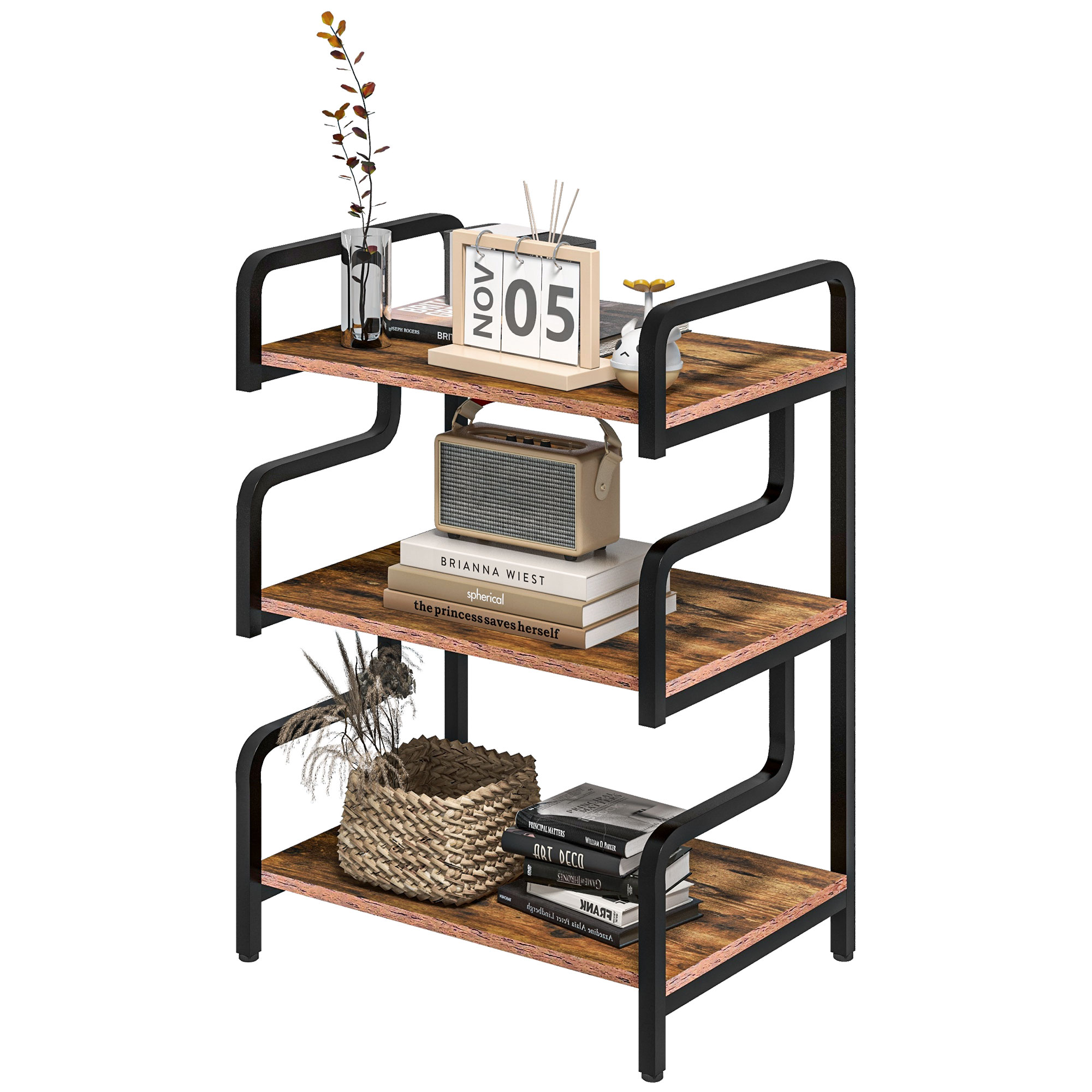 HOMCOM Free Standing Metal Storage Shelf, 3-Tier Small Shelving Unit ...